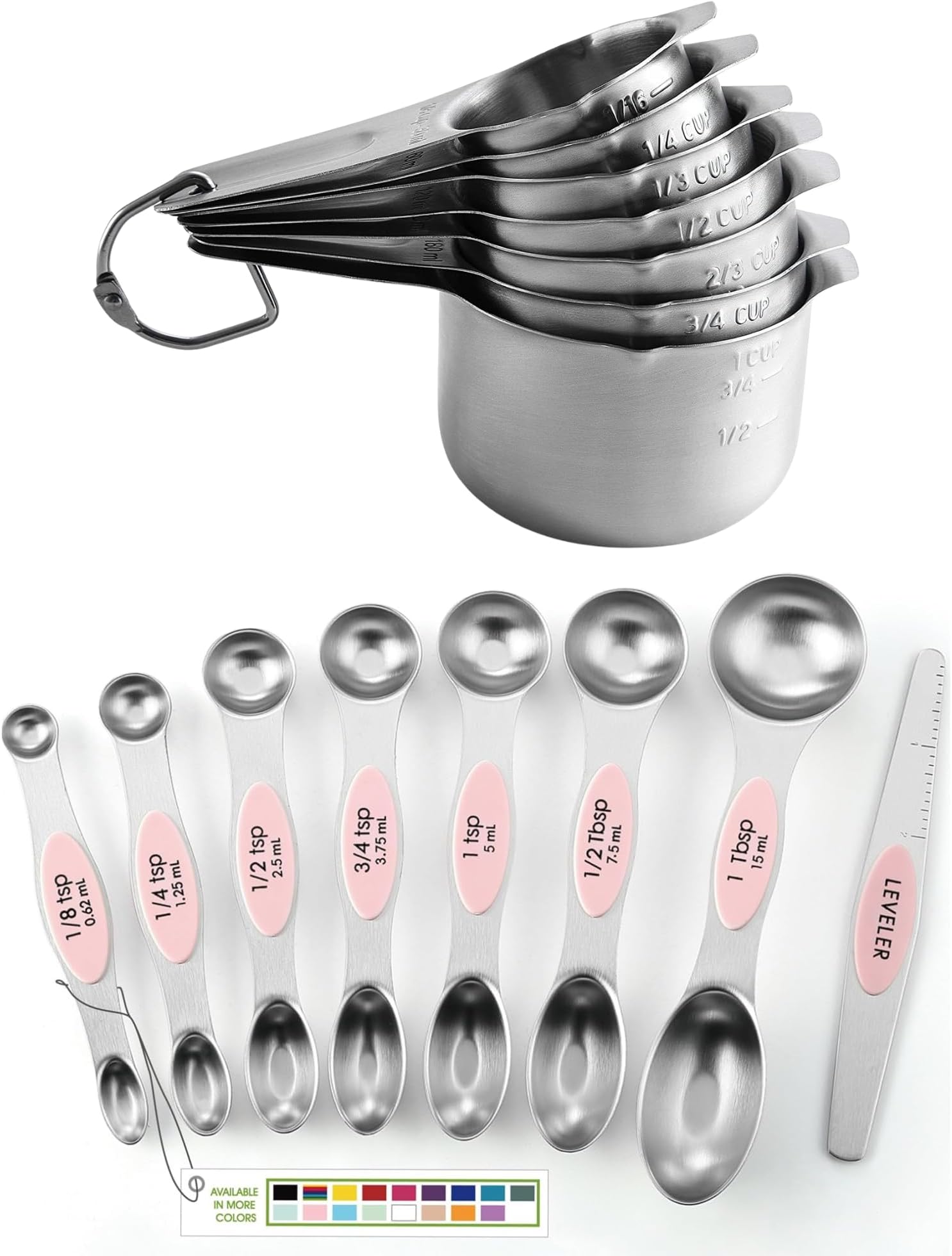 Amazon.com: Spring Chef Dual Sided Magnetic Measuring Spoons Set, Pink ...