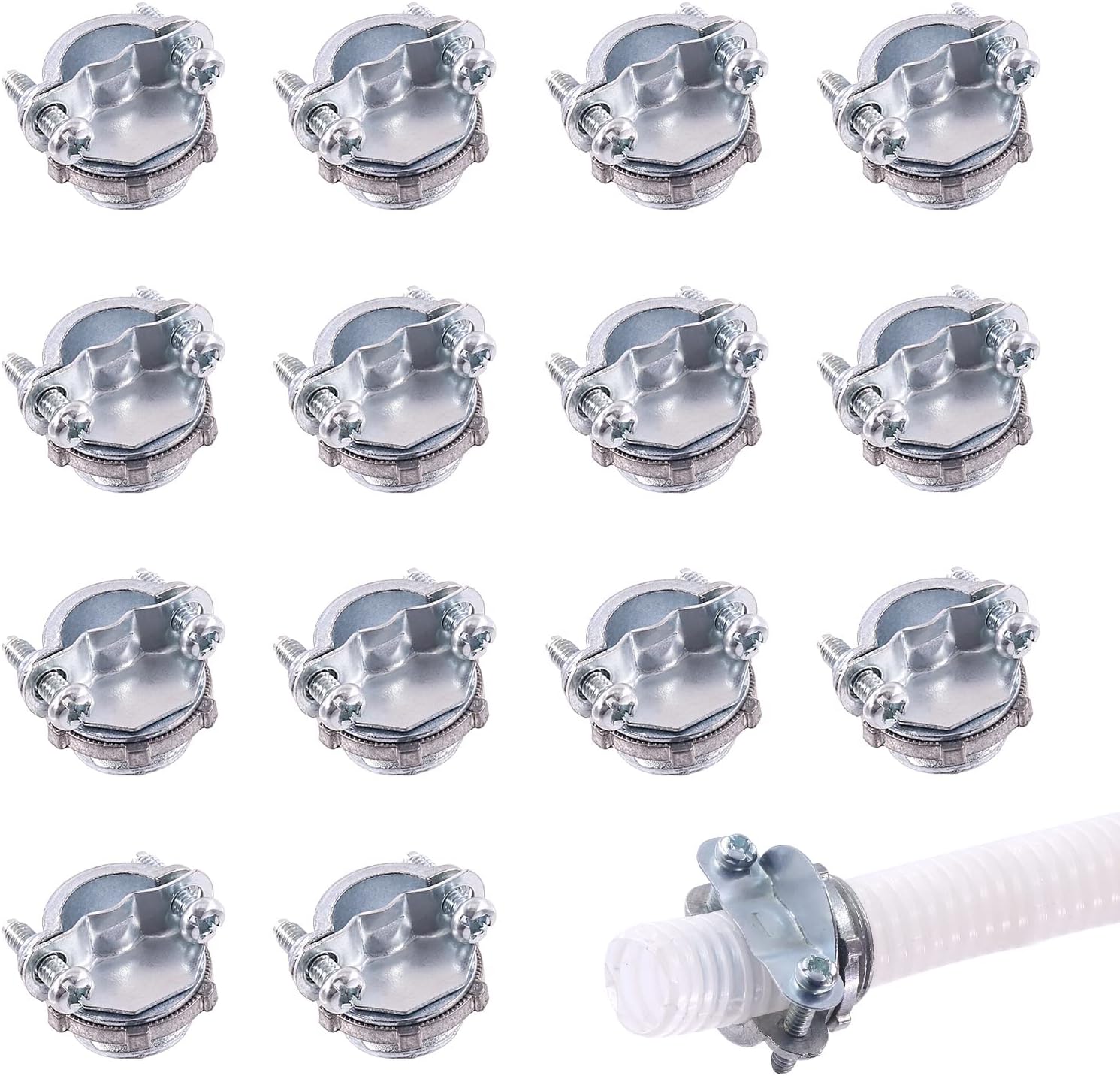 Keadic 15 Set 1/2” Cable Squeeze Connectors, Zinc Alloy Clamps Type ...