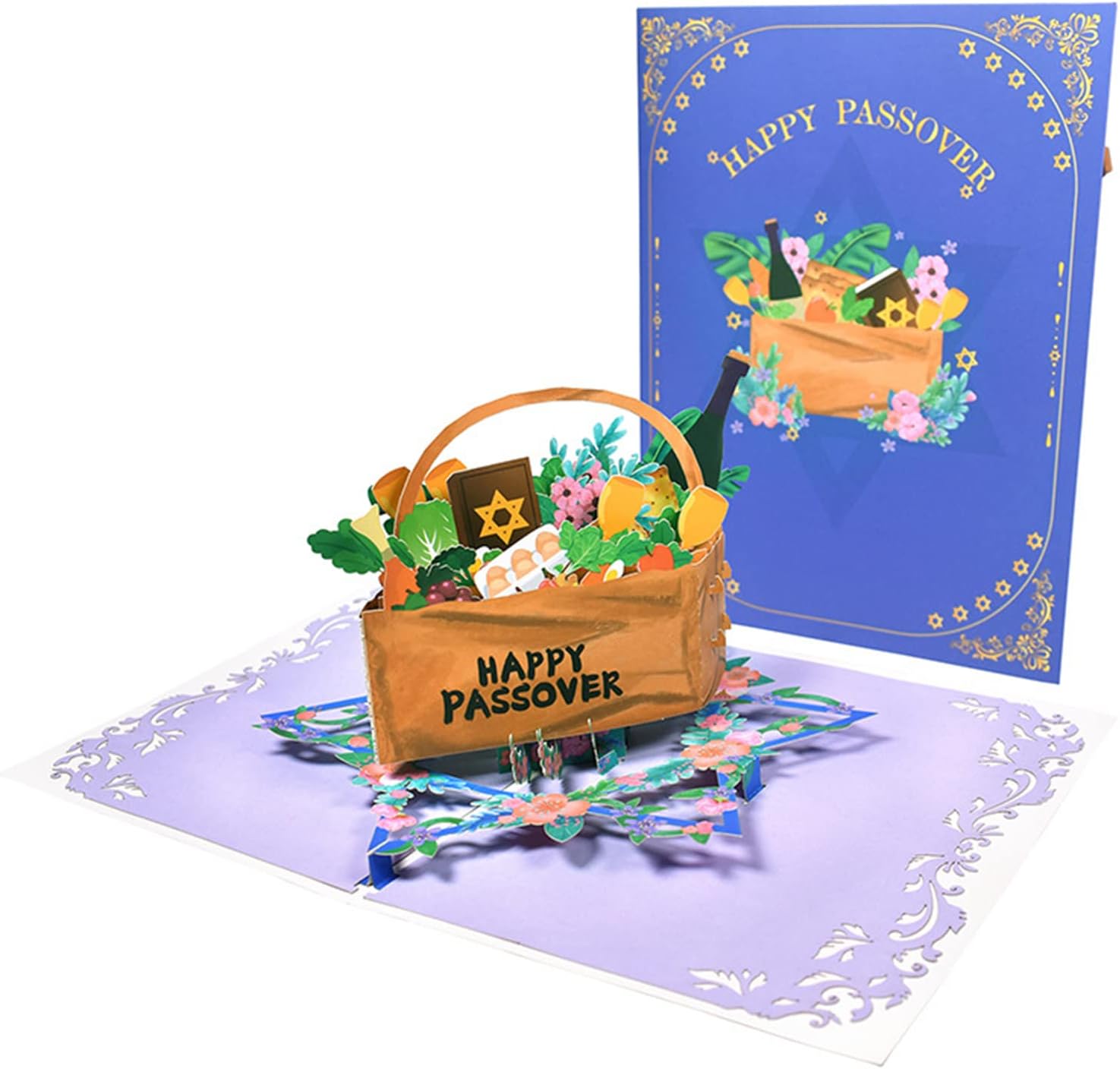 Amazon.com : Muloo 3D Happy Passover Greeting Card Set Handwriting ...