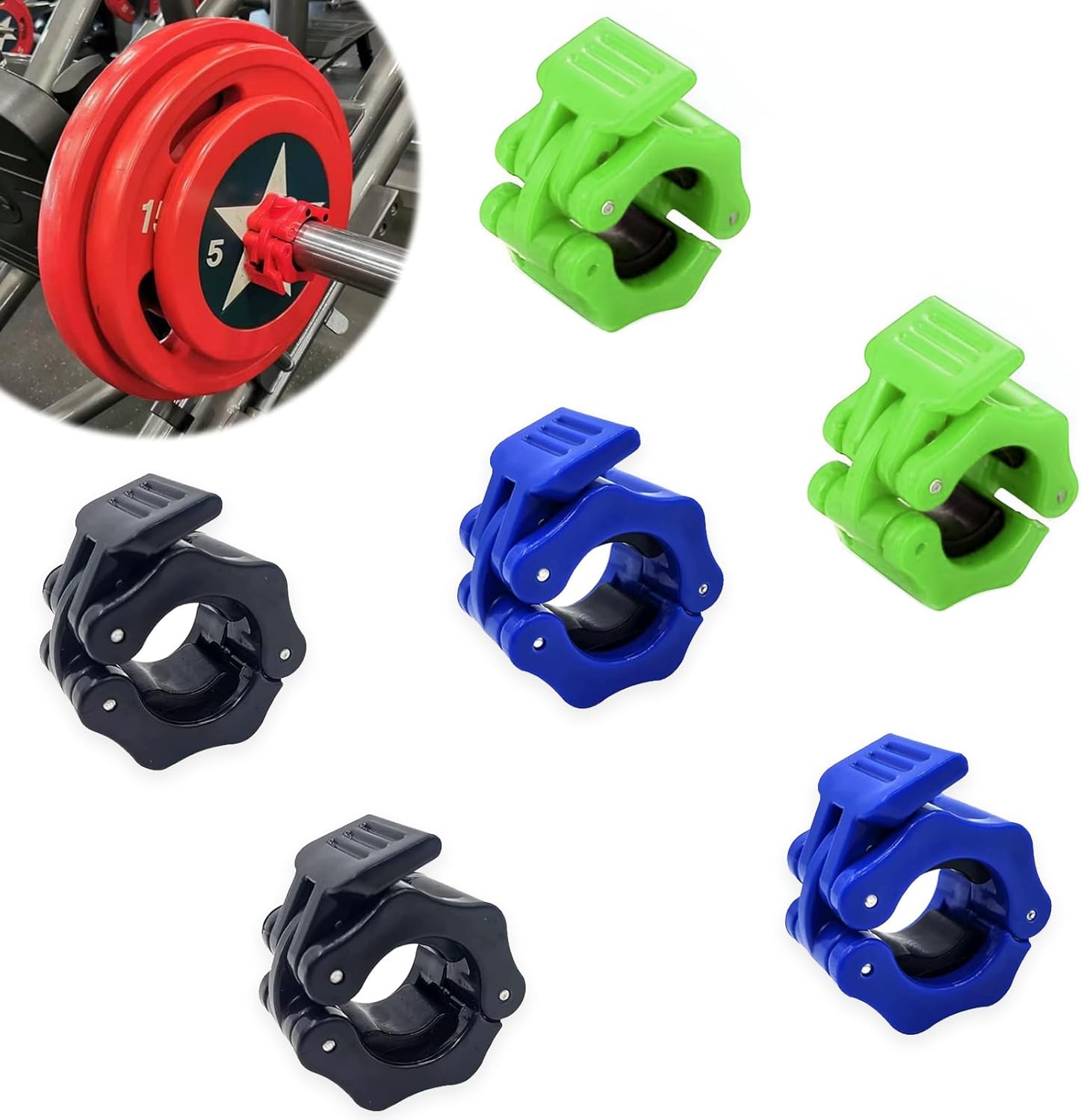 JSUOEO 6 PCS Barbell Clips, 1 Inch/2.5CM Non-Slip Quick Release Barbell ...