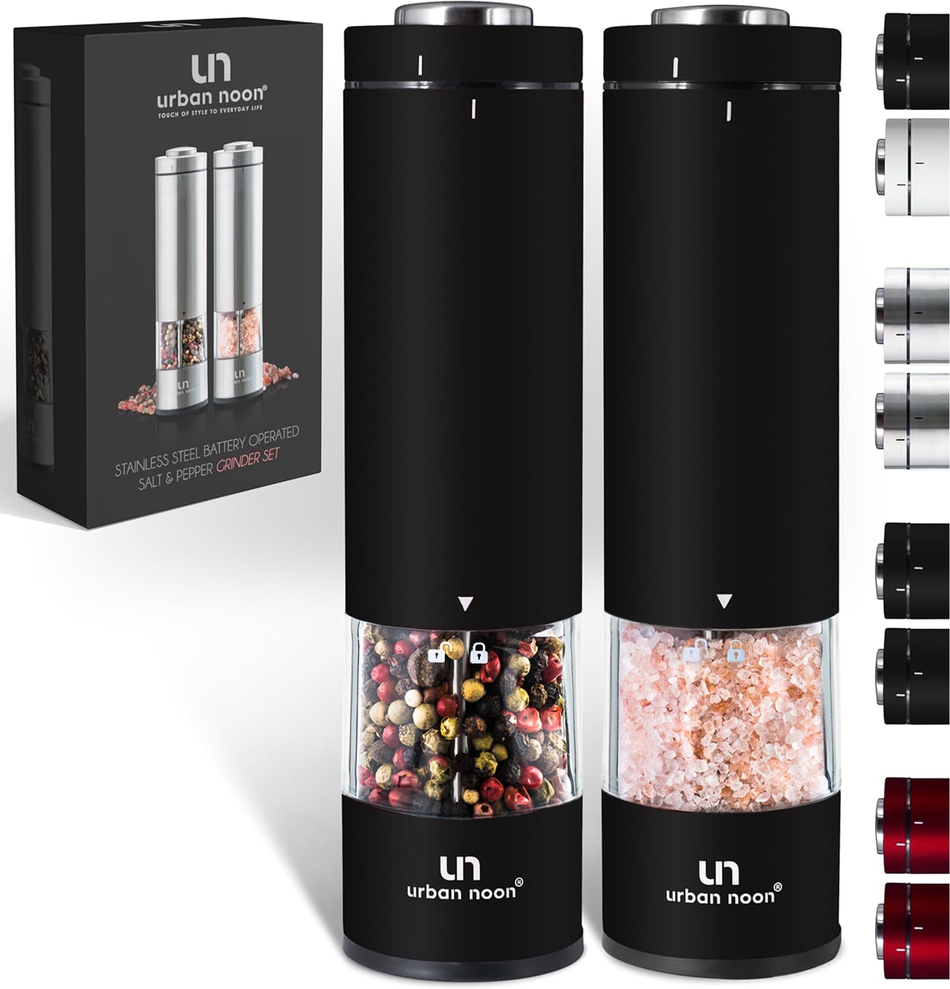 Amazon.com: Electric Salt and Pepper Grinder Set - Battery Operated ...