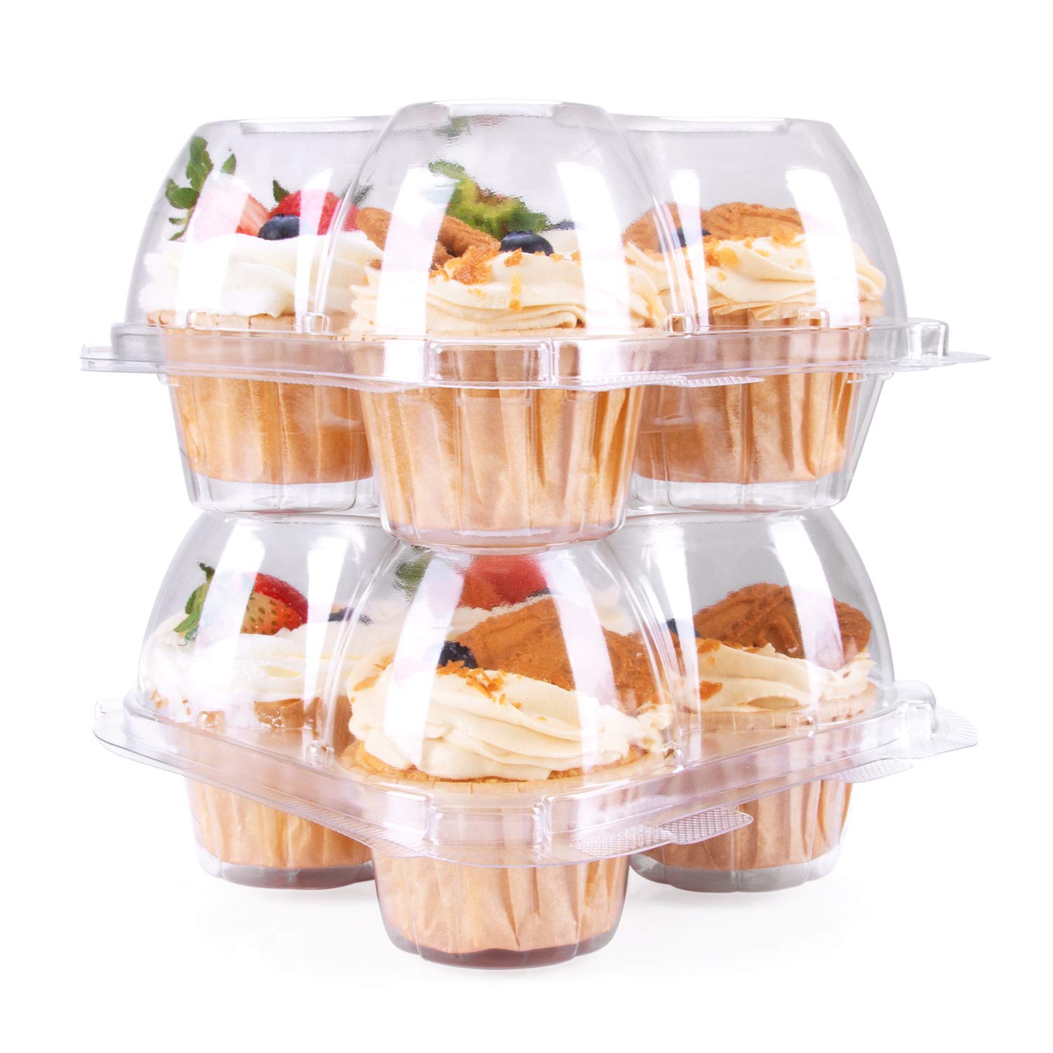 Himetsuya 4 Cavity Cupcake Boxes 50 Packs Stackable Regular Cupcake ...