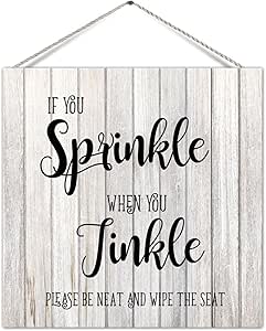 Amazon.com: Funny Bathroom Decor Sign Wood Sign If You Sprinkle When You Tinkle Shabby Wooden ...