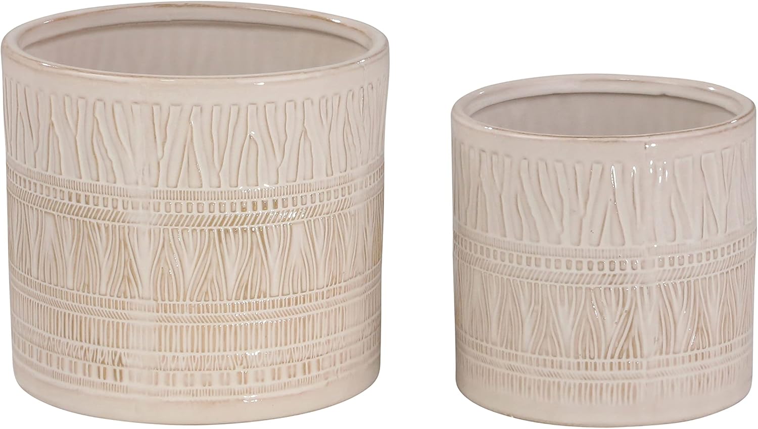 Amazon.com: Set of 2 Ceramic Planters - Contemporary White 5" and 7 ...