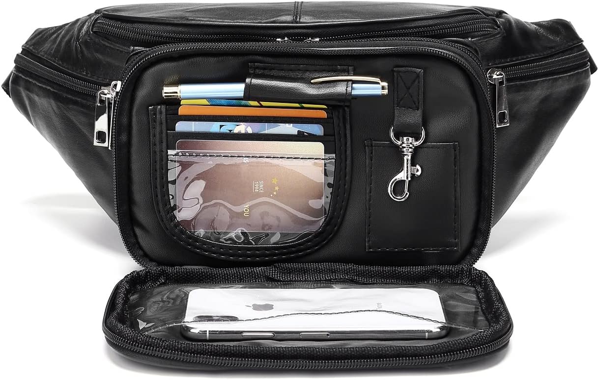 Amazon.com: Genuine Leather Large 7 Pocket Waist Pack with Organizer ...