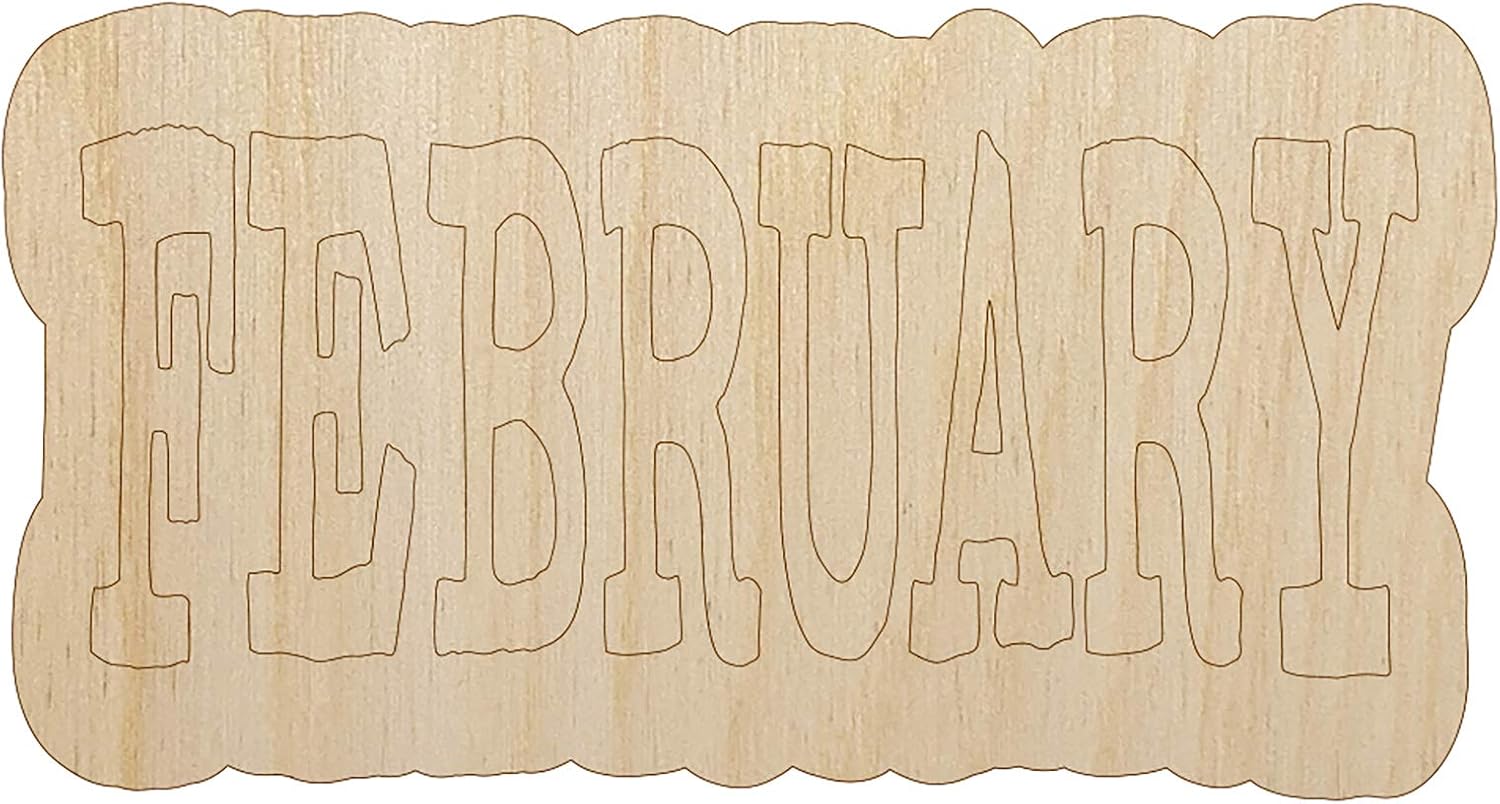 Amazon.com: February Month Calendar Fun Text Unfinished Wood Shape ...