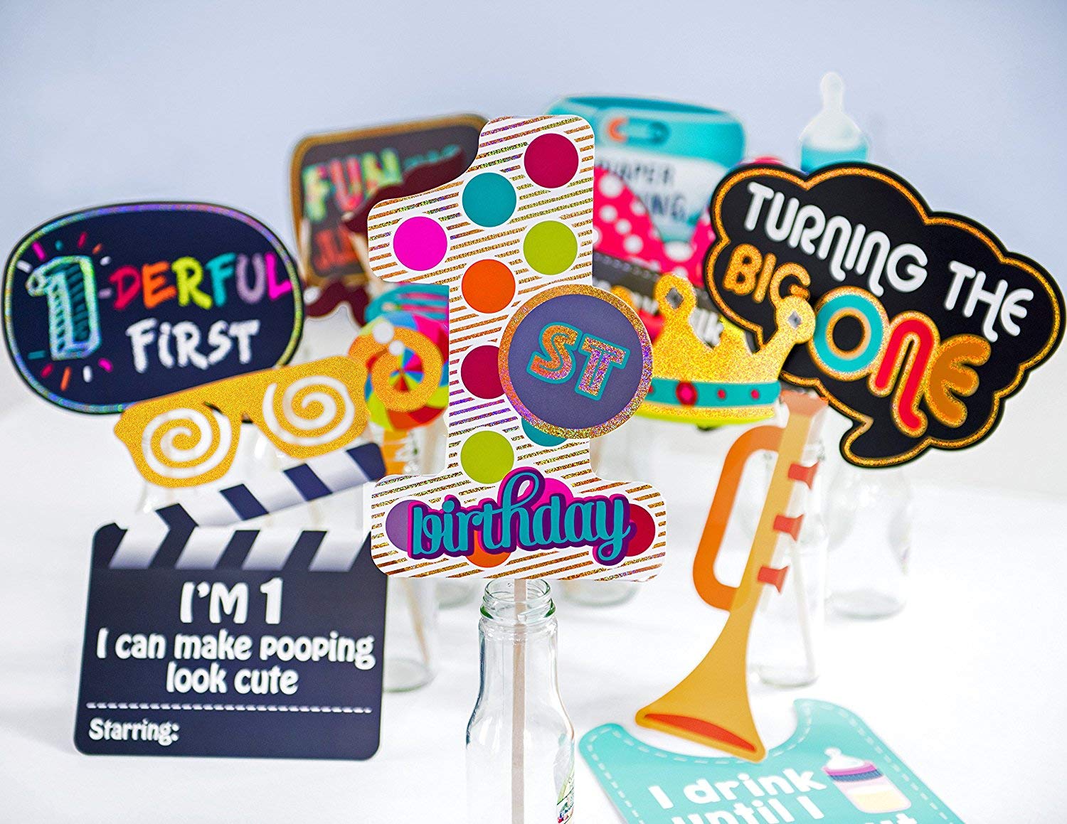 Buy Party Propz First Birthday Photo Booth Props-24Pcs For 1st Bday ...