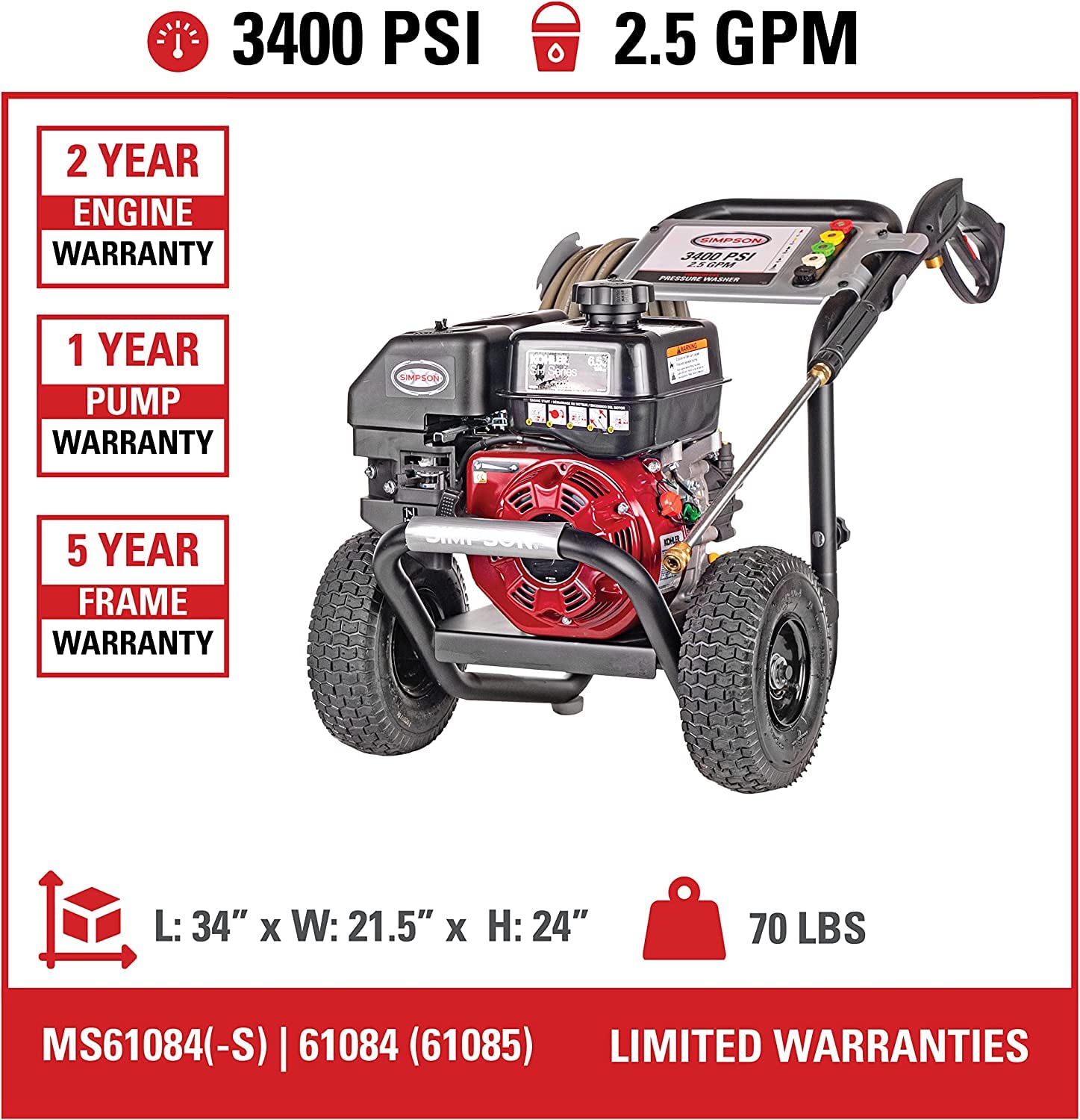 Snapklik.com : Simpson Cleaning MS61084-S MegaShot 3400 PSI Gas ...