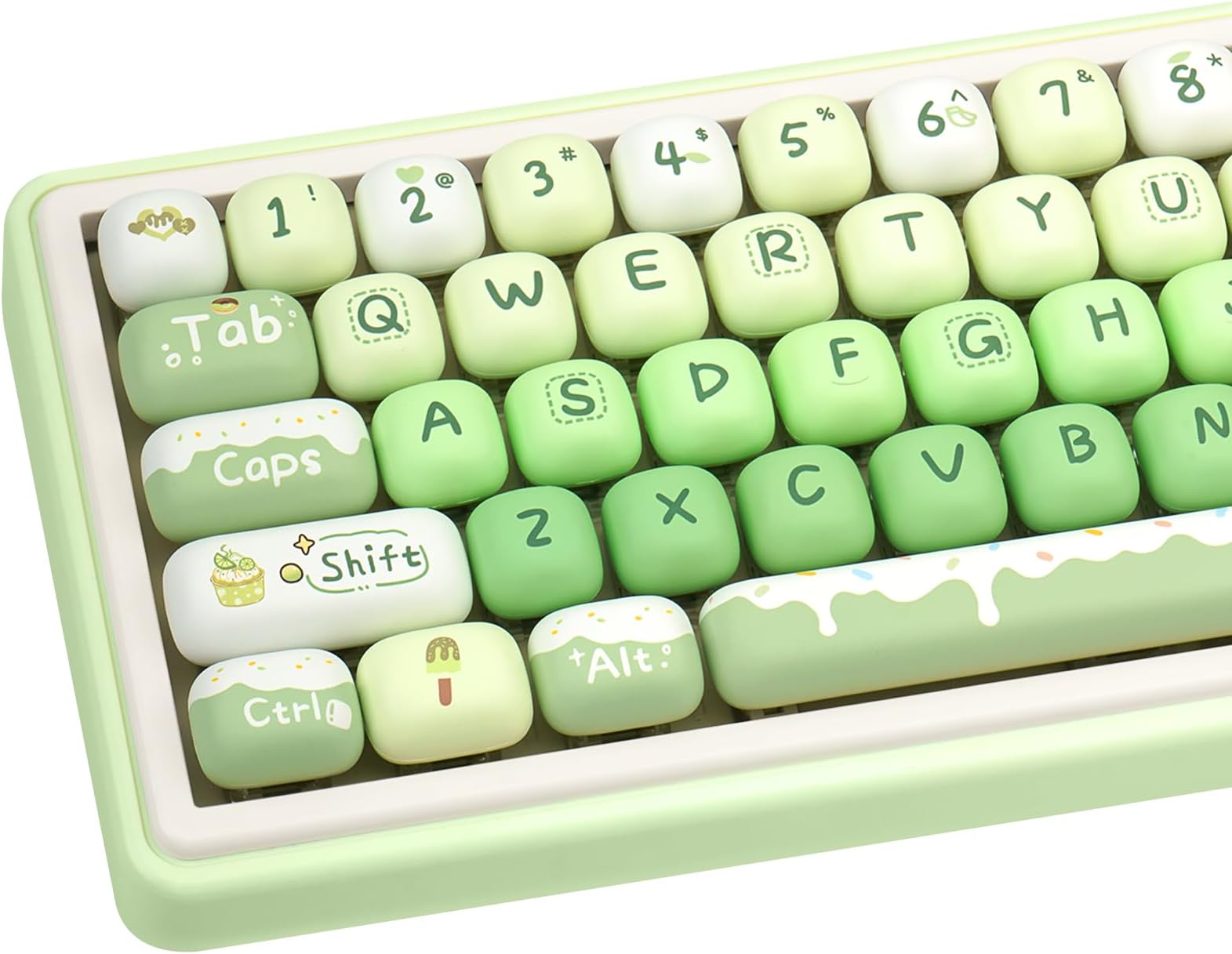 Amazon.com: GEKUCAP Thick PBT Keycaps Set, Cute Green Keycap MOG ...