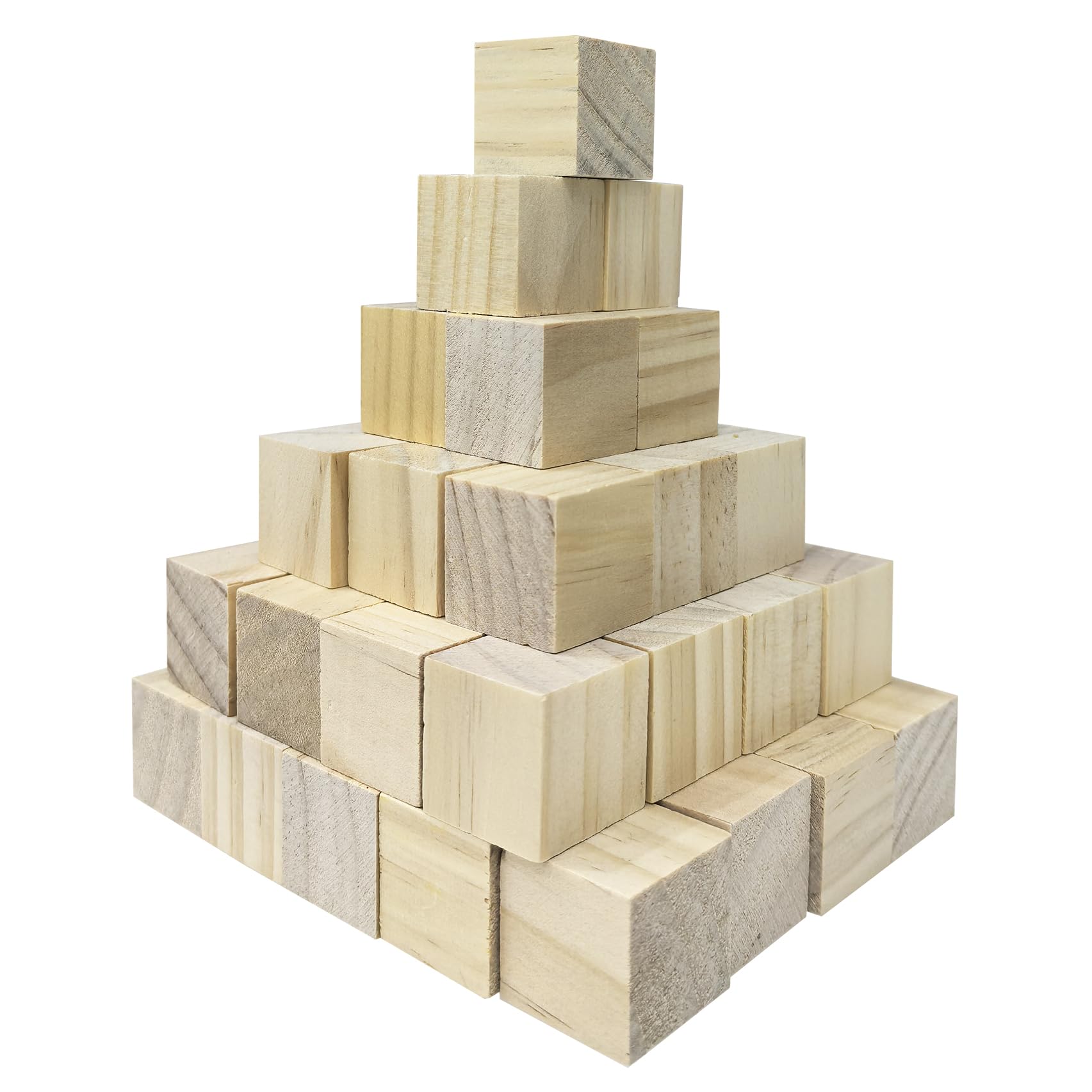 54Pcs Wooden Cubes, BetterJonny 1in Unfinished Wood Square Block Small ...