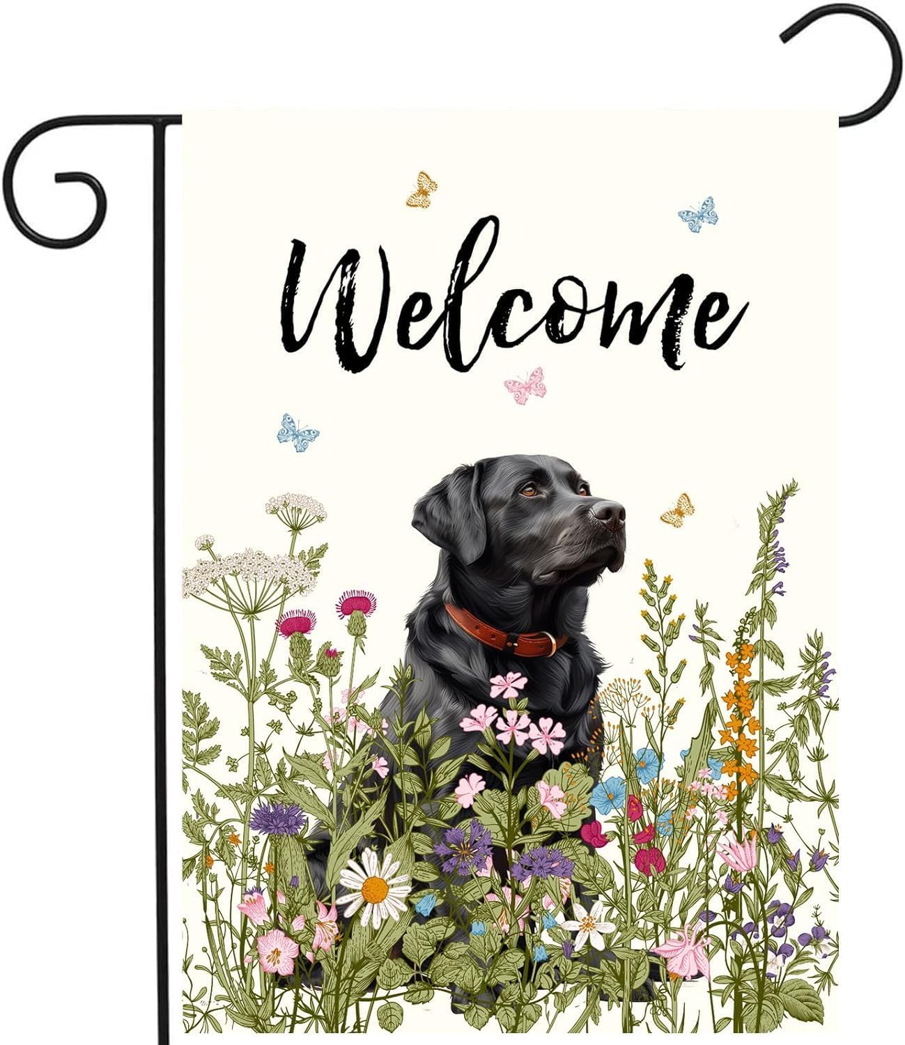 Amazon.com : Floral Black Lab Garden Flag Spring Summer House Flags 12 ...