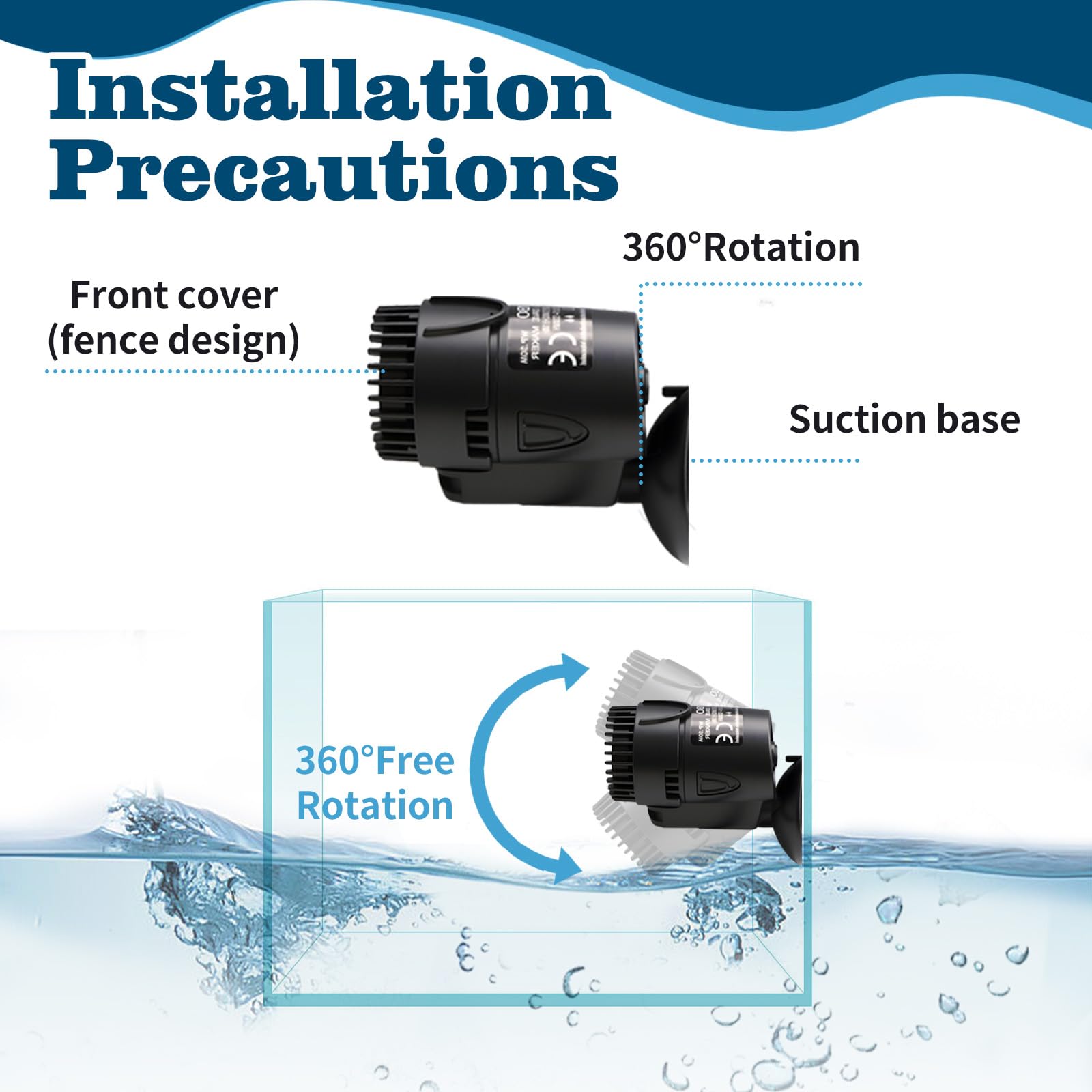 Aquarium Wave Maker Pump 3000L/H with Strong Magnetic Suction Base ...