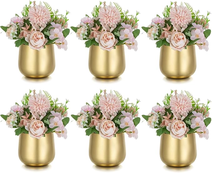 Amazon.com: NUPTIO Small Gold Vases for Centerpieces: 6 Pcs 3.94 inch ...