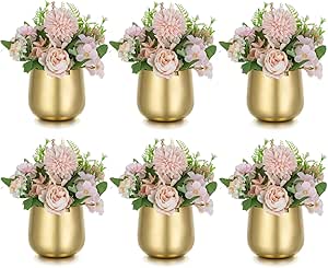 Amazon.com: NUPTIO Small Gold Vases for Centerpieces: 6 Pcs 3.94 inch ...