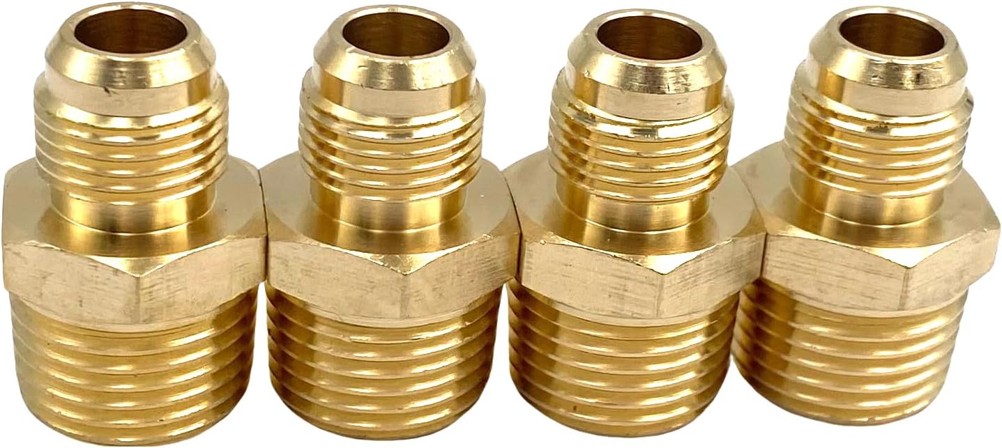 Amazon.com: 4Pcs 1/2" NPT x 3/8 Flare Half Union Gas Adapters,3/8 Flare ...