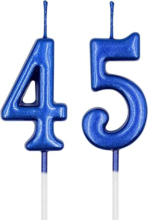 Amazon.com: 45th & 54th Birthday Candles, Blue Number 45 54 Candle for ...