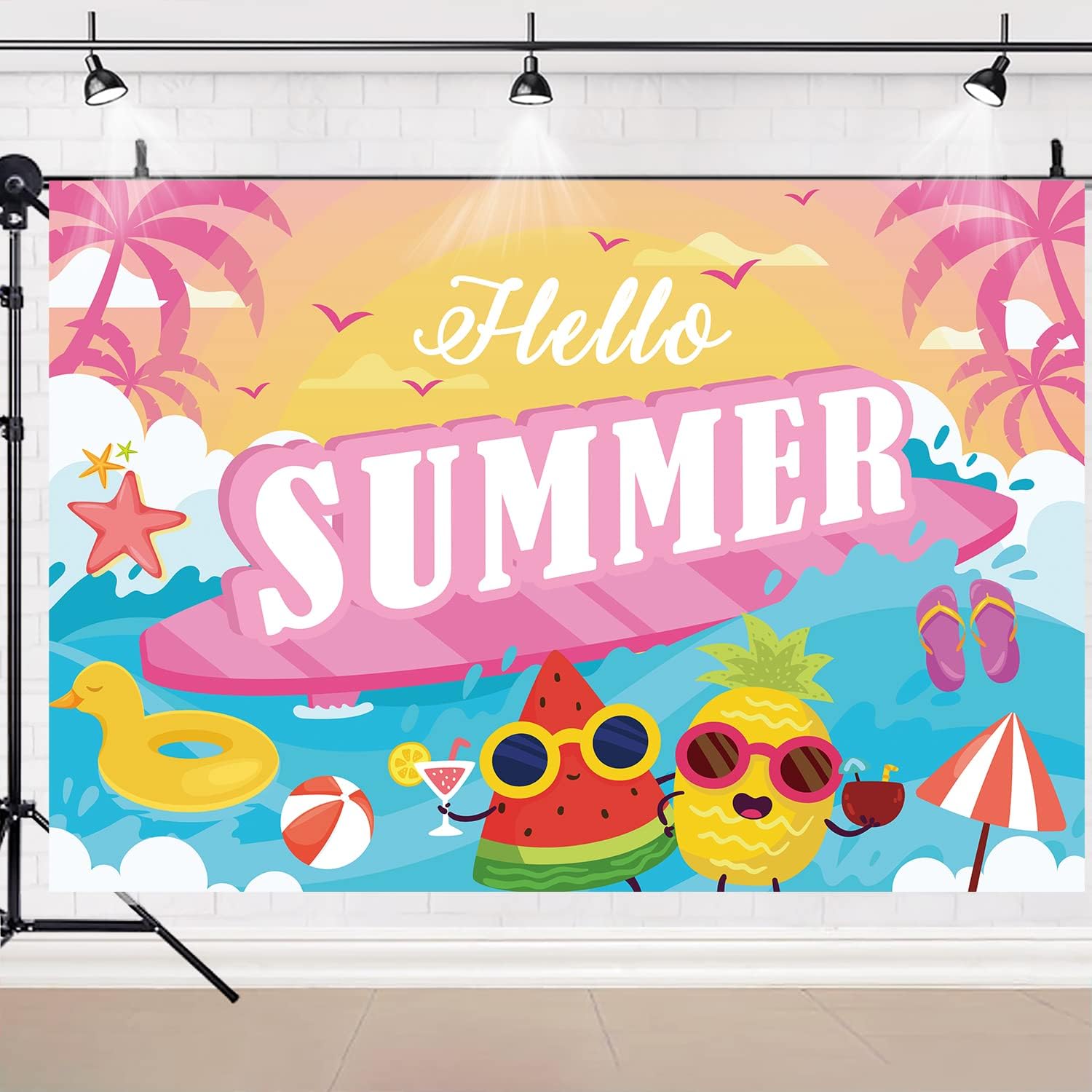 Amazon.com: 5×3 FT Summer Beach Theme Backdrop Banner, Luau Party ...