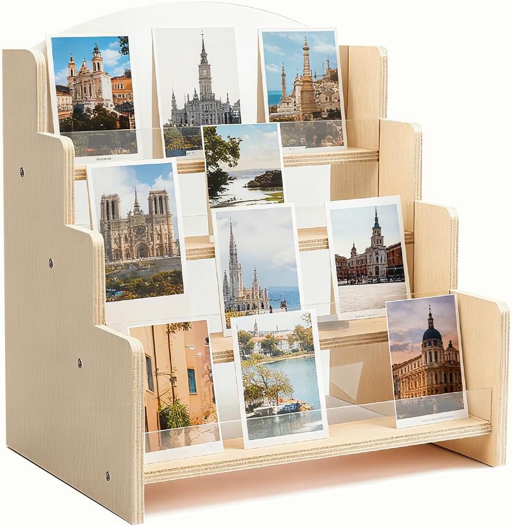 Amazon.com: UCEC Greeting Card Display Stand, 4-Tier Wooden Acrylic ...