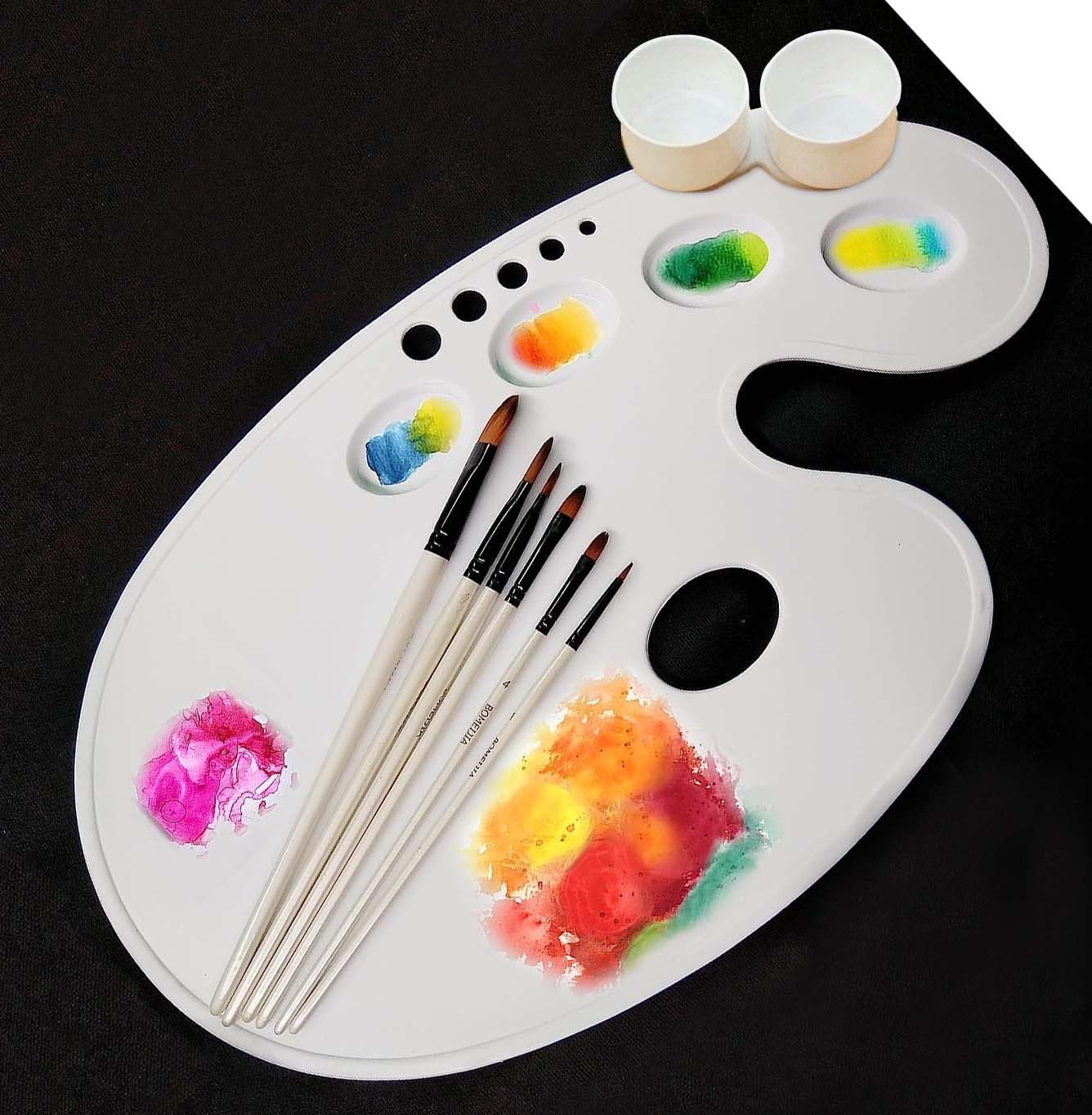 Oval Shape Wooden Colour Mixing Palette (38 × 20 cm) | Free Oil Dipper ...