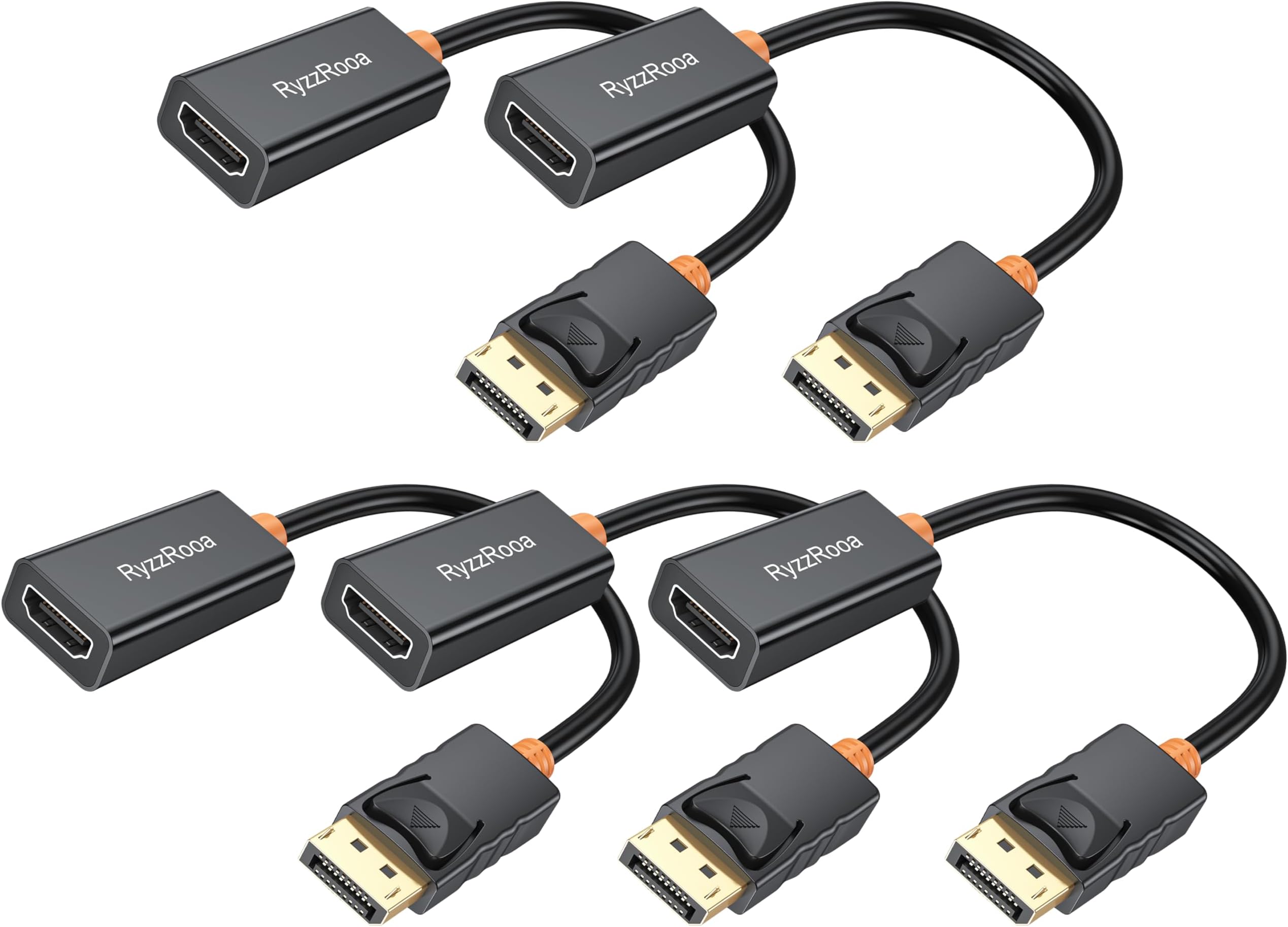 Amazon.com: RyzzRooa 4K DisplayPort to HDMI Adapter, 5 Pack, Gold ...