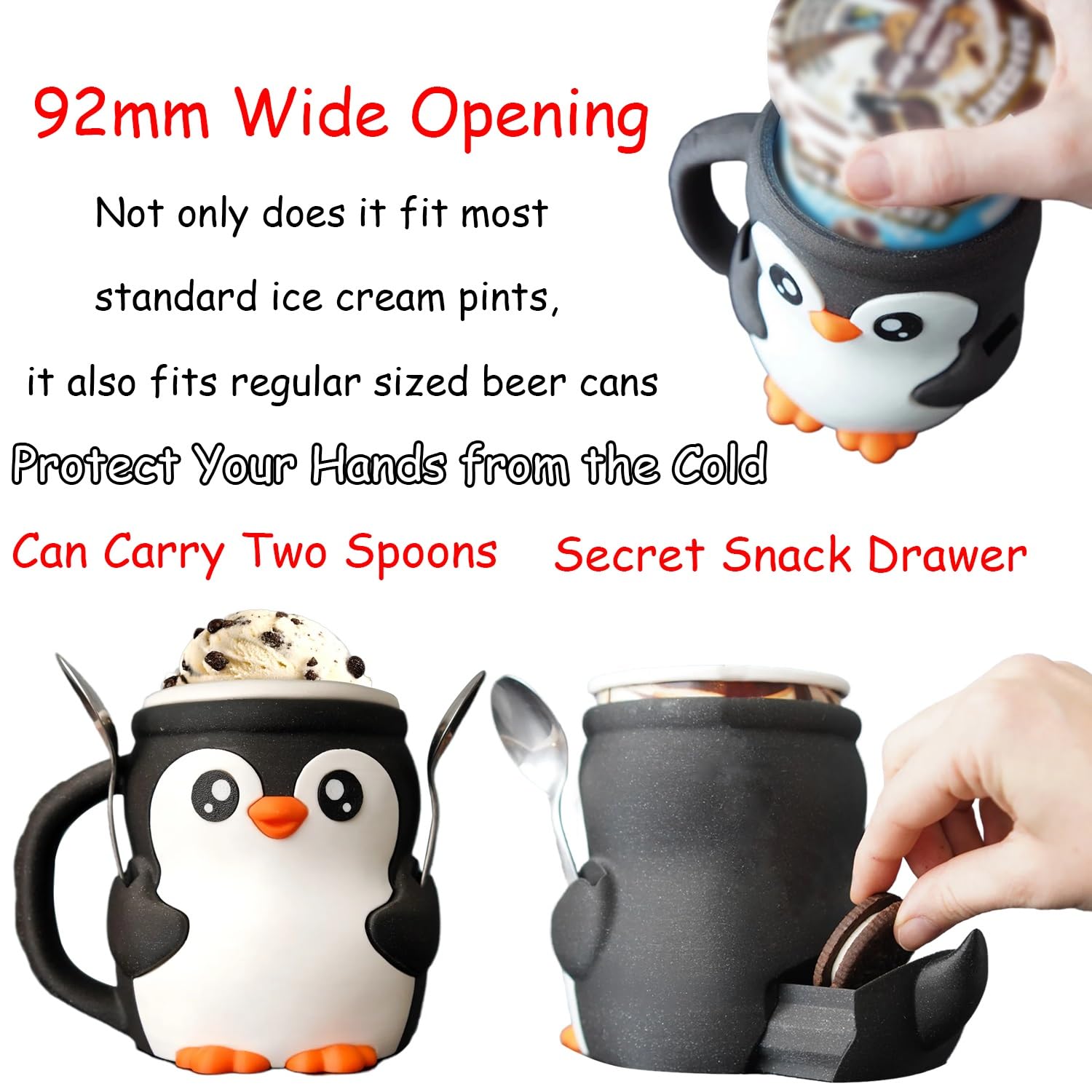 Pint Size Ice Cream Holder Penguin Cute Penguin Ice Cream Pint Holder ...