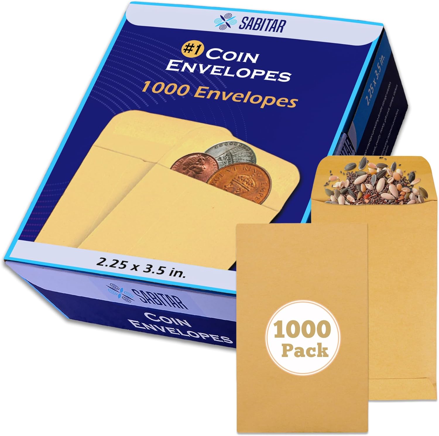 Amazon.com : #1 Coin Envelopes Durable Kraft 2.25"x3.5", 1000 Pcs Small ...