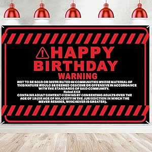 Amazon.com: Funny Happy Birthday Banner Warning Sign Banner Decorations ...