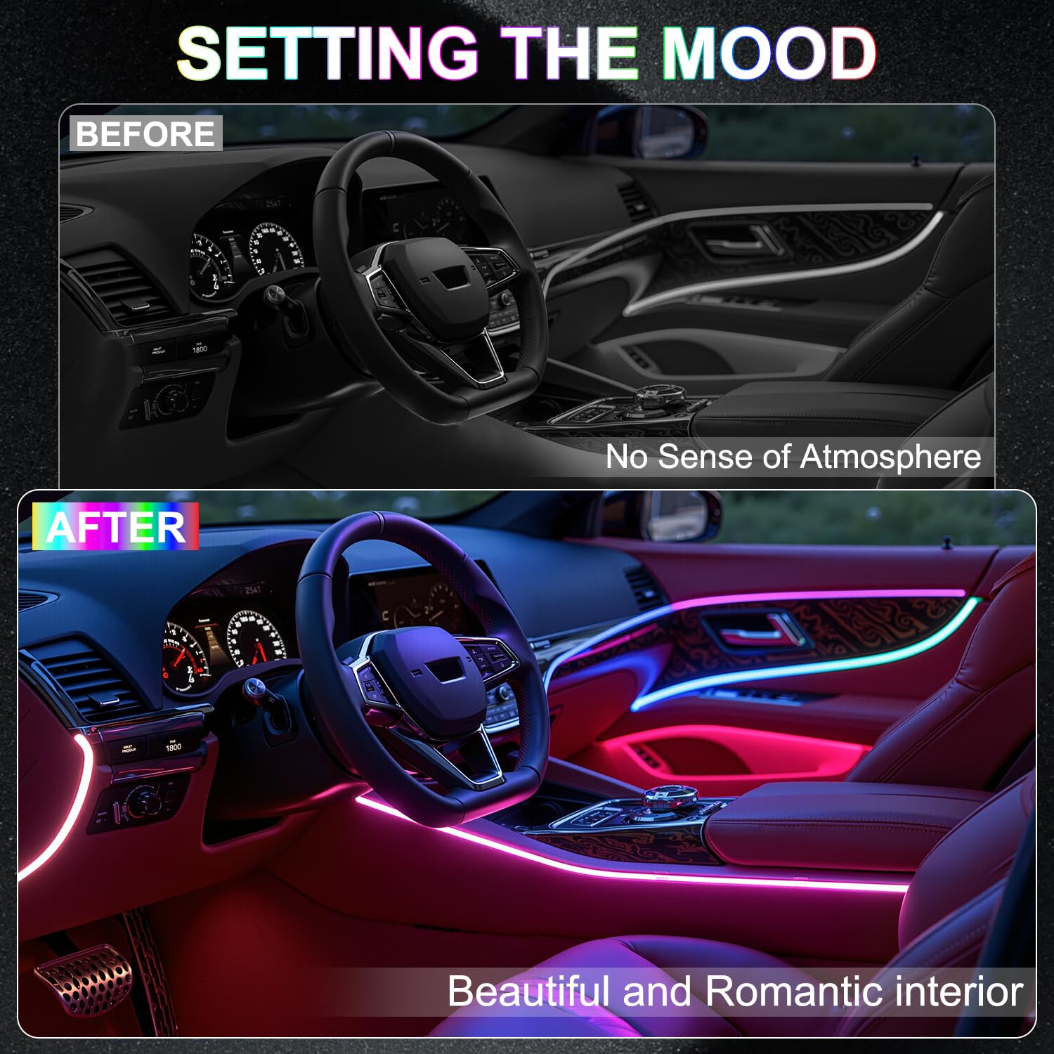 Snapklik.com : Dreamcolor Acrylic Interior Car LED Strip Lights, 18 In ...
