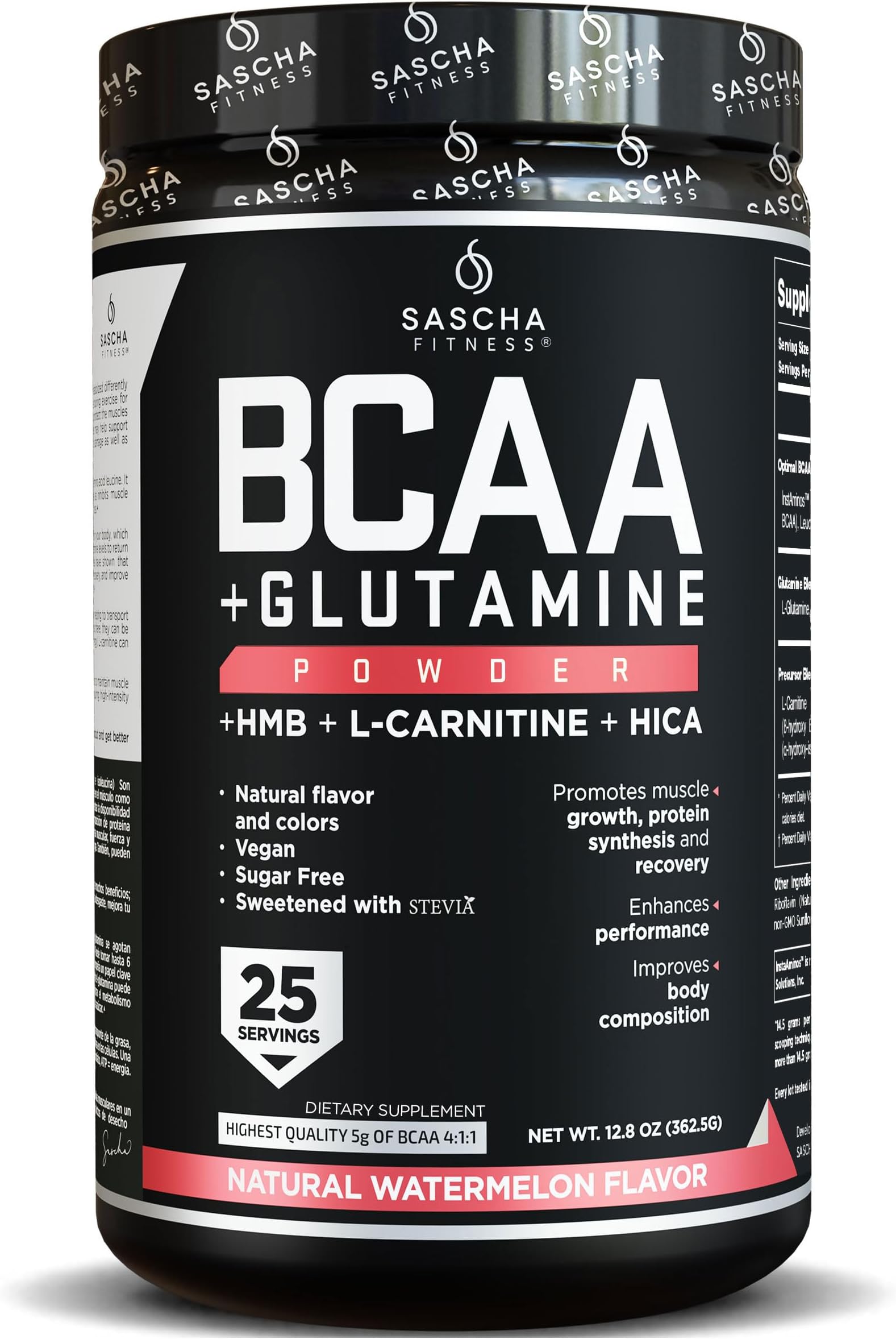 Amazon.com: SASCHA FITNESS BCAA 4:1:1 + Glutamine,HMB,L-Carnitine,HICA ...