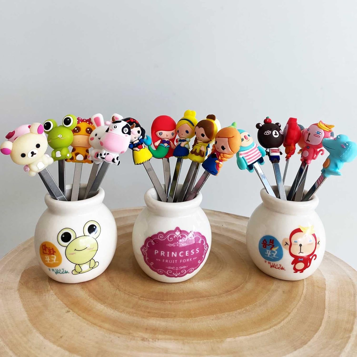 Amazon.com: HENWAFX Fruit Fork, Cute Set of 6 Fruit Forks with Holder ...