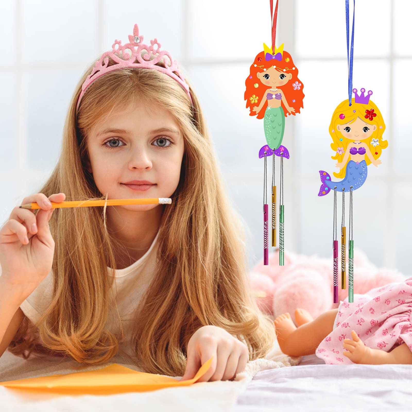Snapklik.com : 9 Pack Mermaid Wind Chime Kit For Kids Make Your Own ...