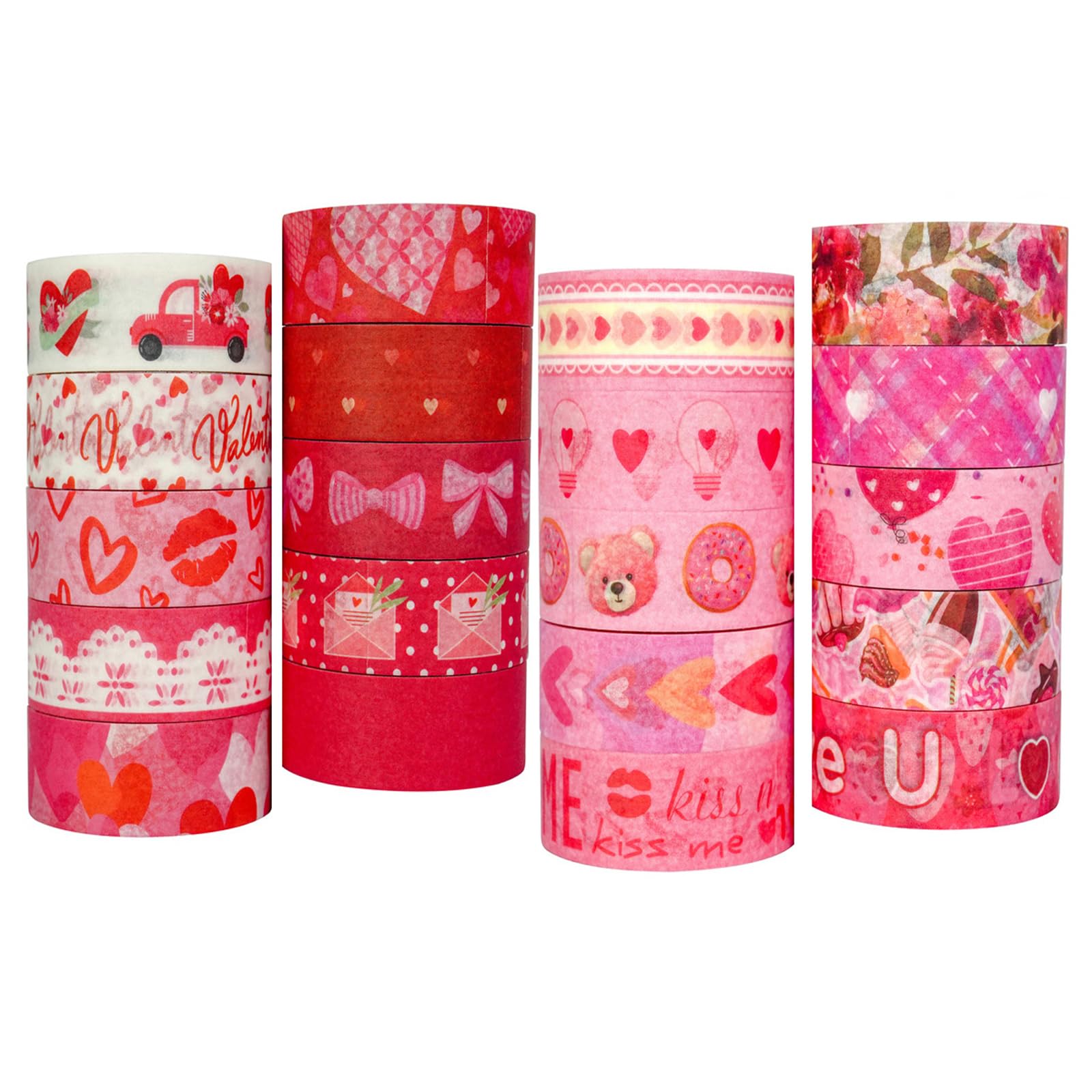 Amazon.com: Zellykool Valentine's Day Washi Tape Set 20 Rolls –Red Pink ...