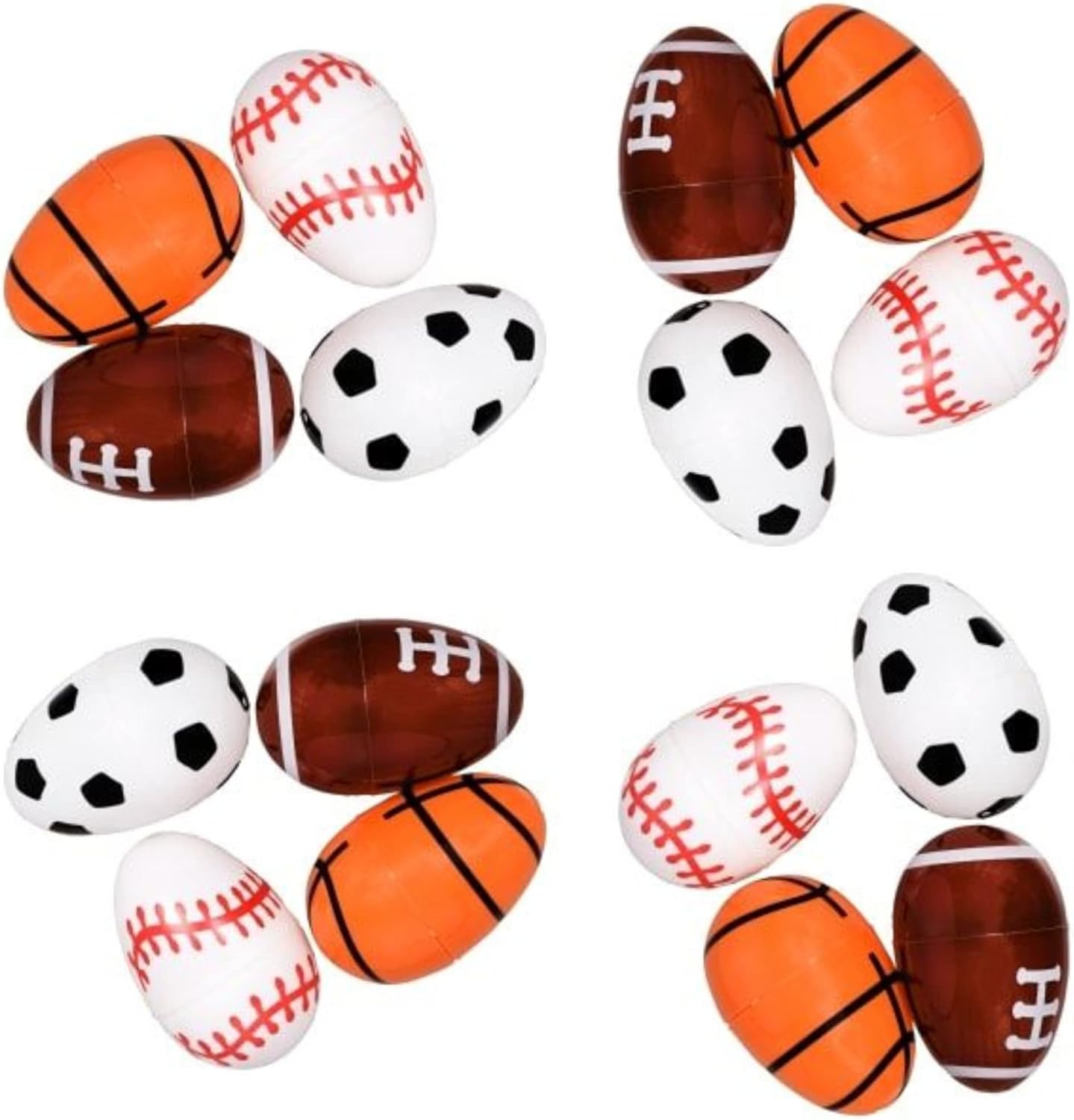 Amazon.com: Easter Eggs 24 Empty Sports Balls Egg Plastic Assorted ...