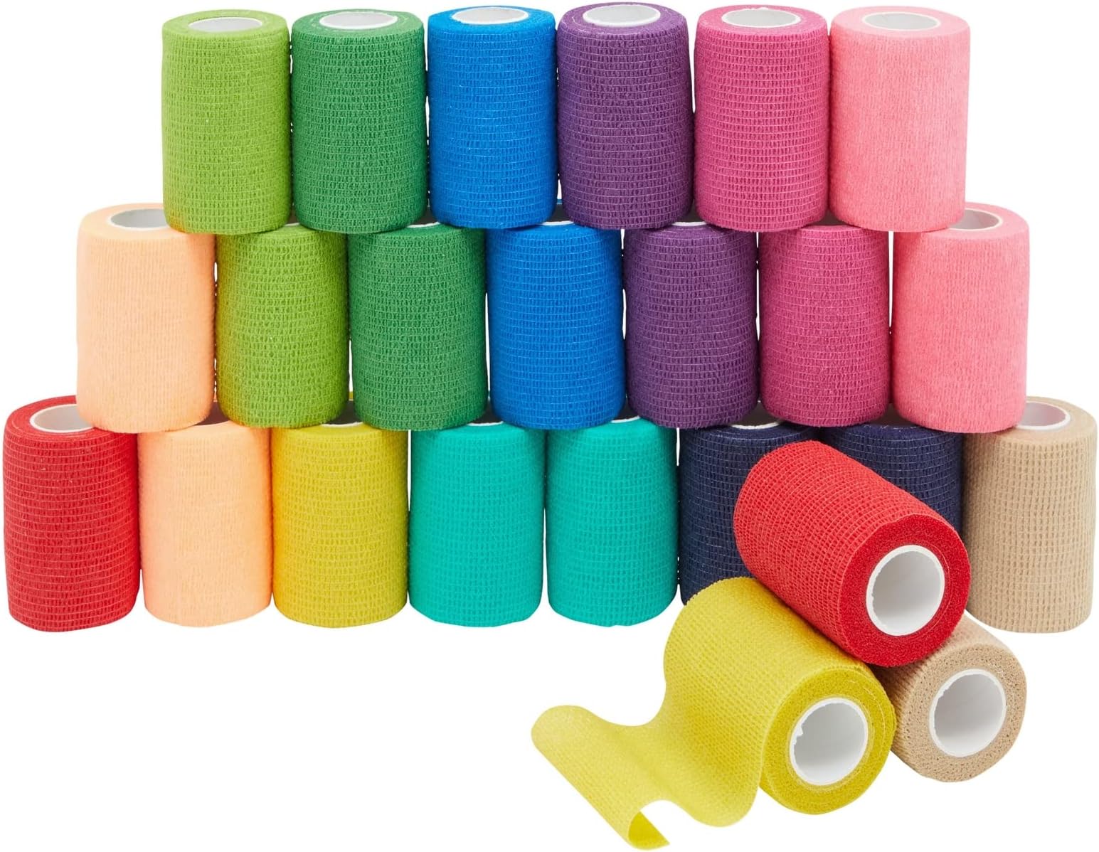 Amazon.com: Juvale 24 Rolls Colorful Self Adhesive Bandage Wrap 3 Inch ...
