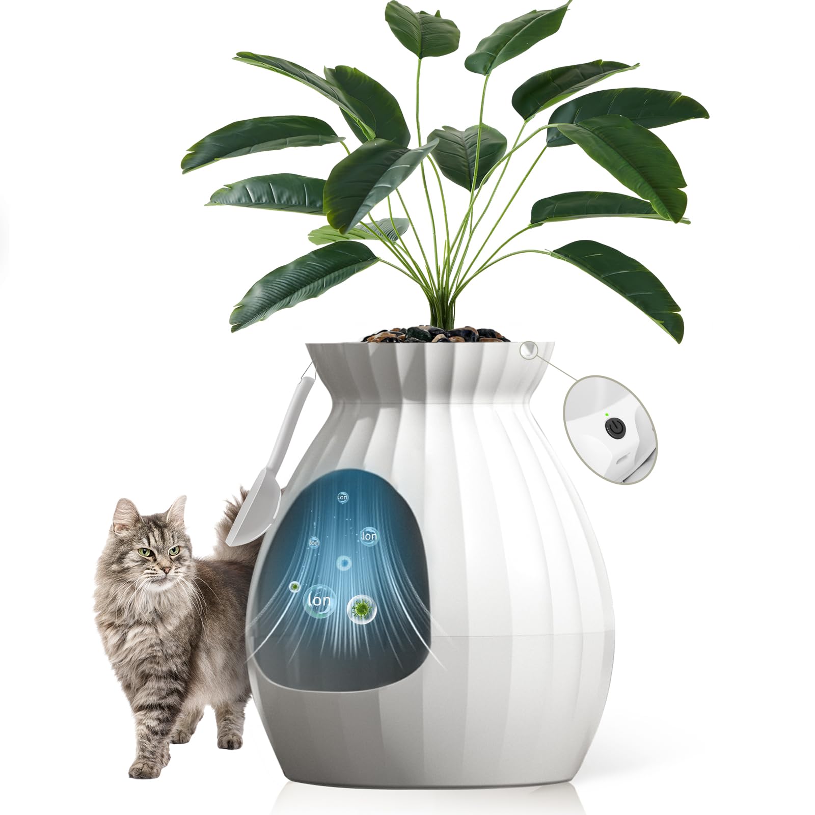 Stylish 2024 Fake Plant Litter Box, Spacious Hidden Litter Box for ...