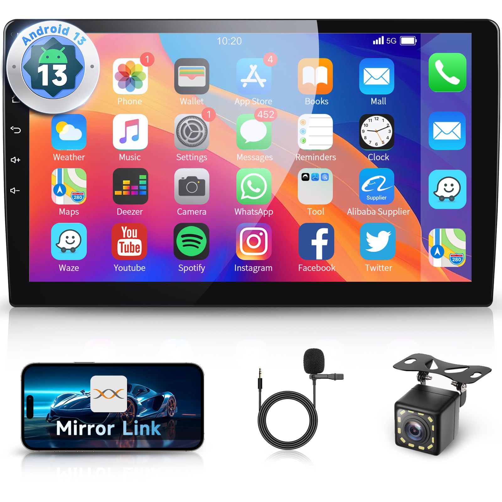 Android Car Stereo Double Din with Bluetooth, Hodozzy 10.1 Inch Touch ...