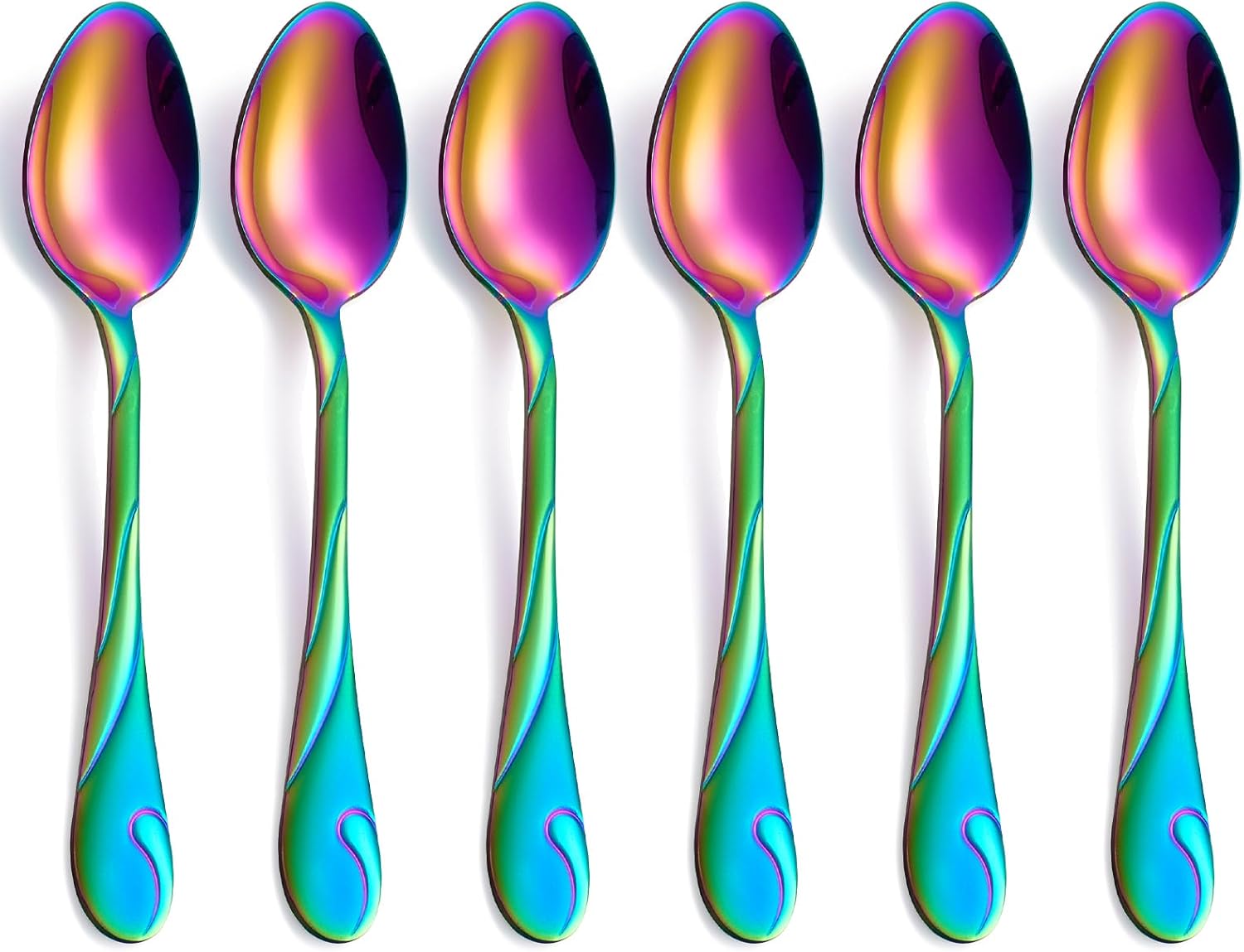 Amazon.com: Seeshine Rainbow Dinner Spoon Set, 7.6-inch Stainless Steel ...