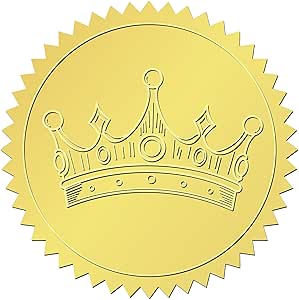 CRASPIRE 408Pcs Crown Gold Foil Embossed Stickers 2" Self Adhesive ...