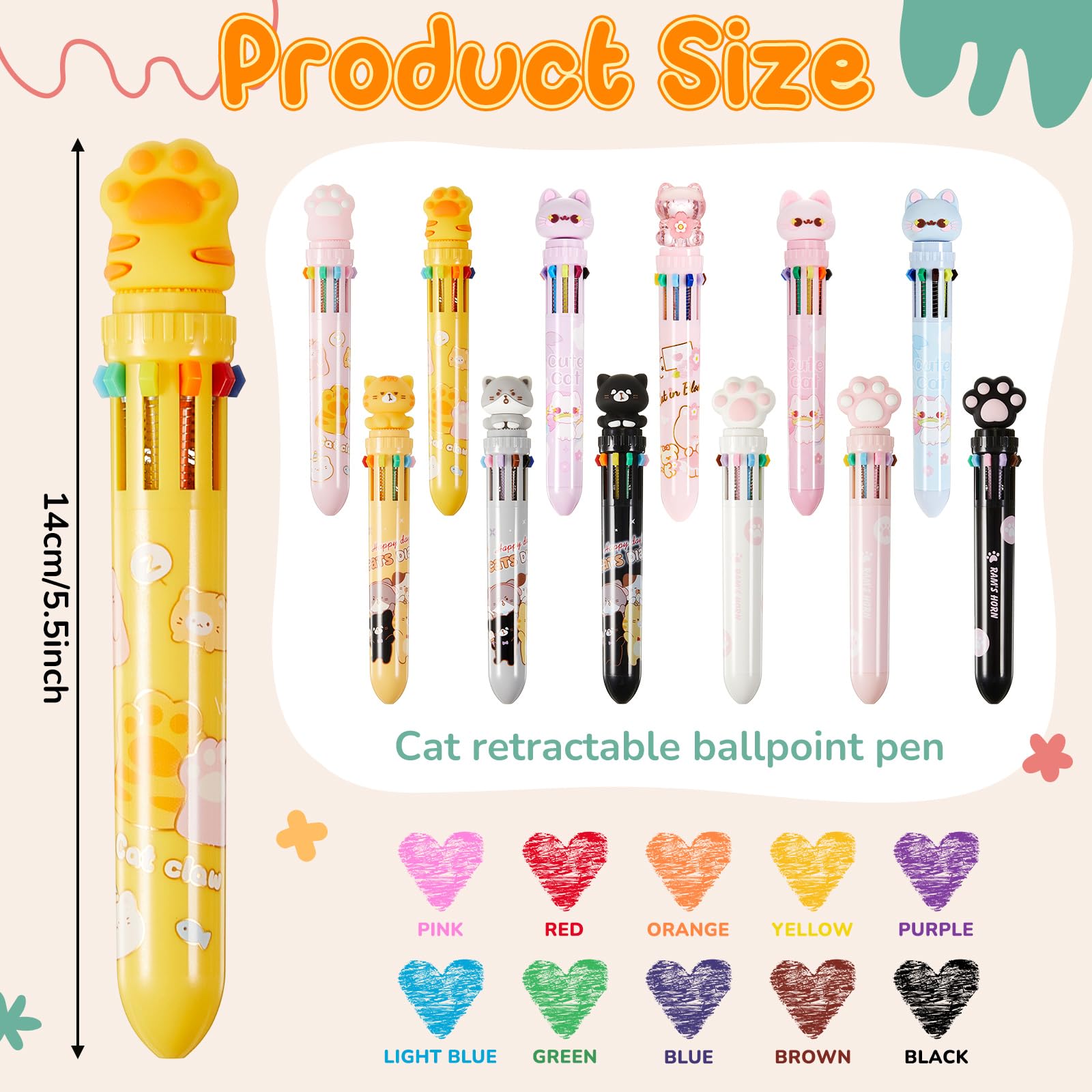 Snapklik.com : 12 Pcs Multicolor Ballpoint Pens 10 In 1 Retractable ...
