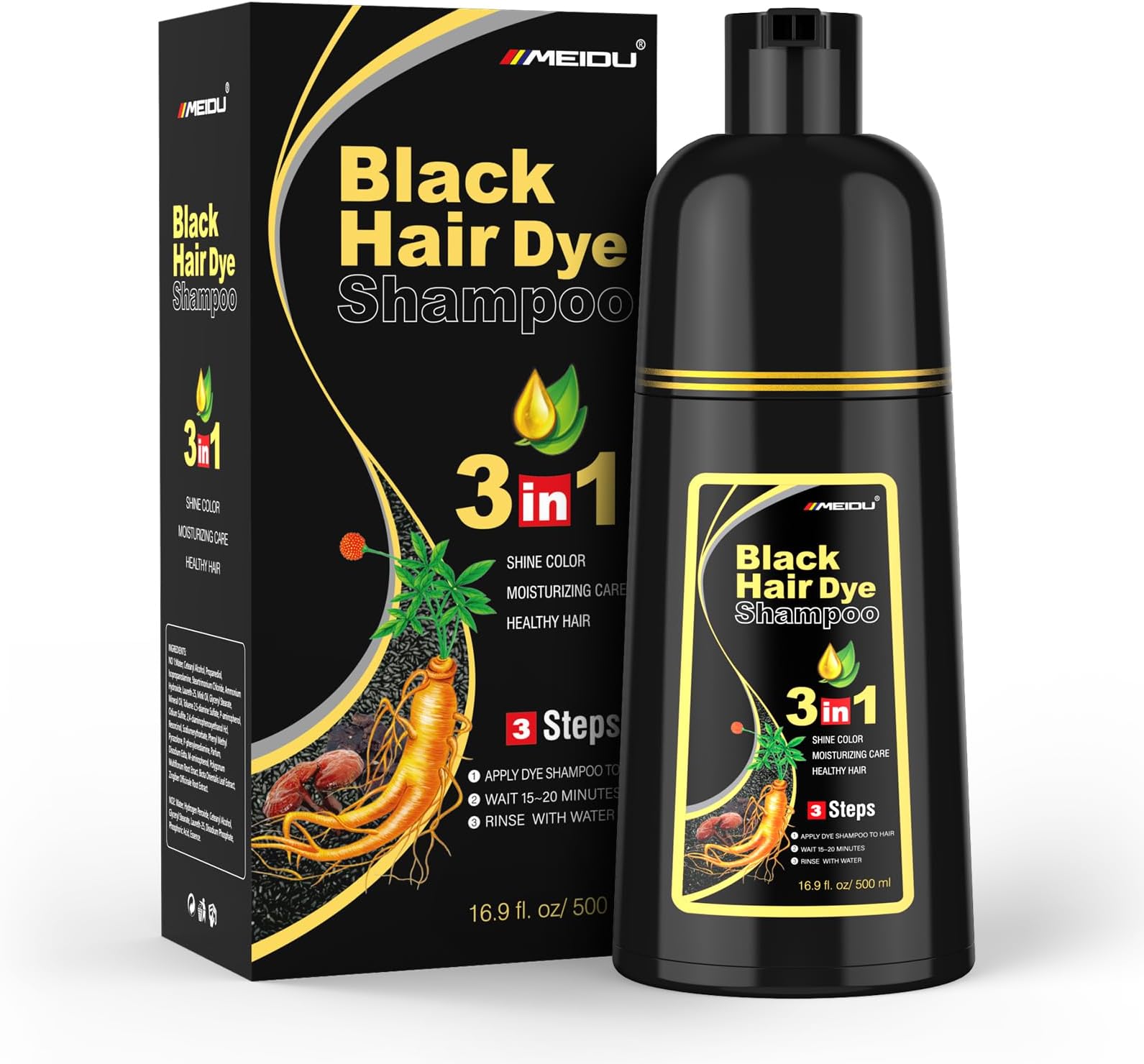 Amazon.com : BORMSI Black Hair Dye Shampoo 3 in 1 with Herbal Natural ...