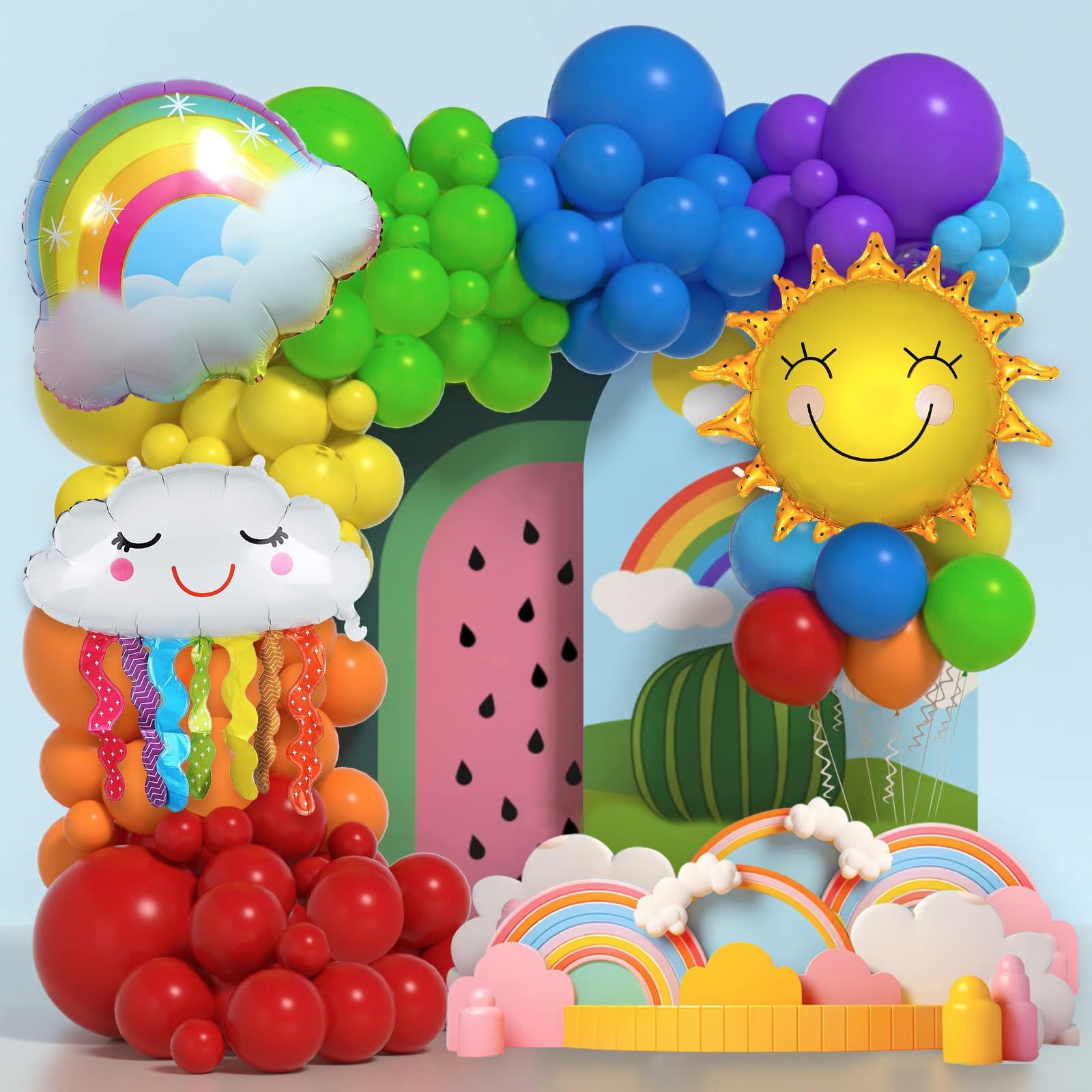 Party Propz Rainbow Theme Rubber Birthday Decorations Kit - 75Pcs ...