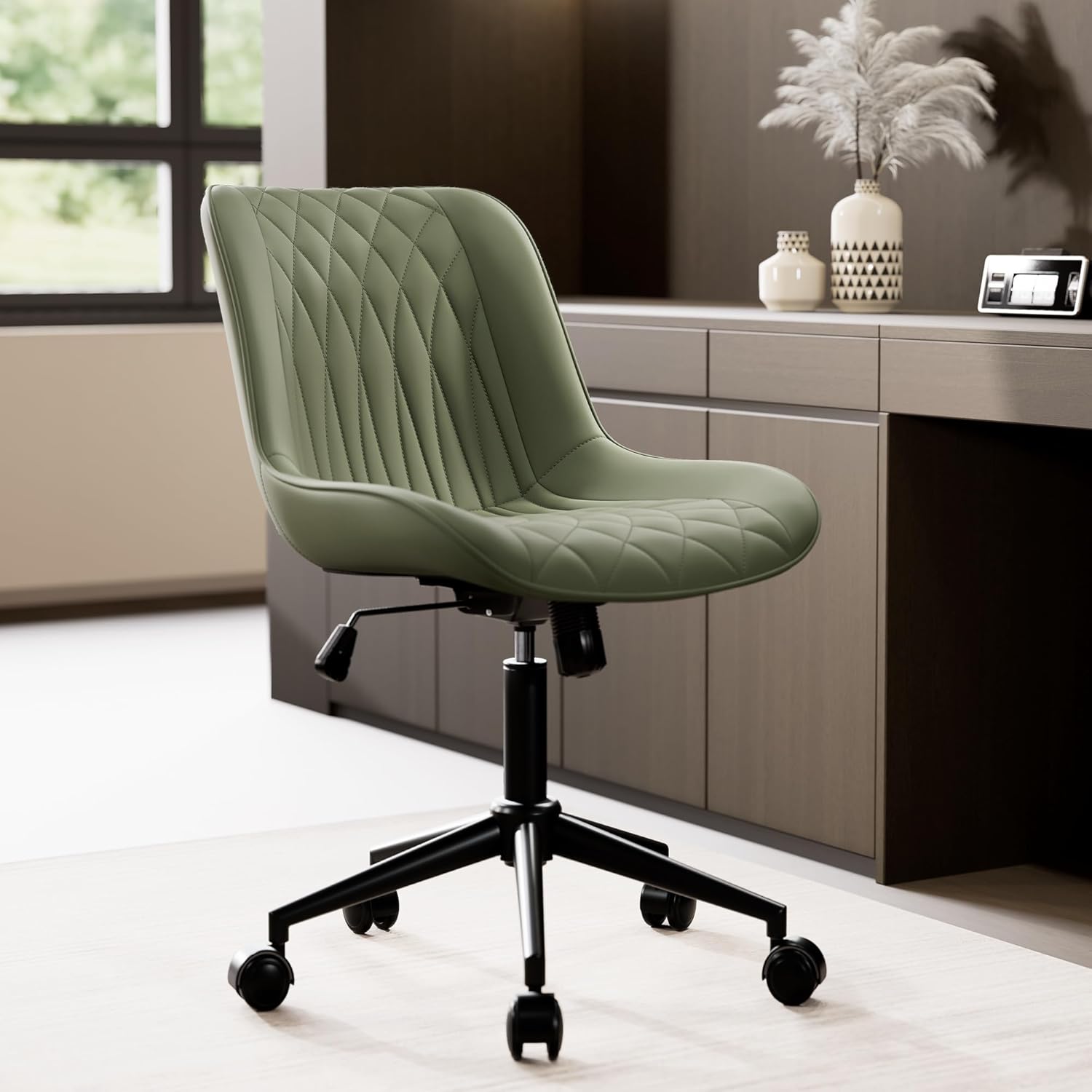 Amazon.com: YOUNIKE Olive Green Armless Office Chair Swivel Desk Chair ...