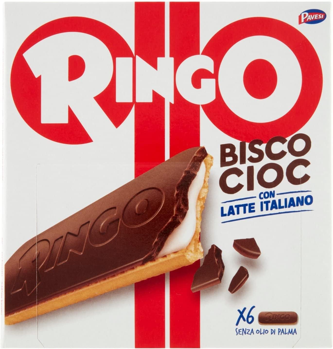 6 x Pavesi Biscuits Ringo Bisco Cioc Latte Chocolate Bars with Milk and ...