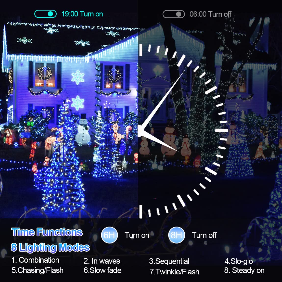 403ft Blue Christmas String Lights Outdoor, 1000 LED Super Long String ...