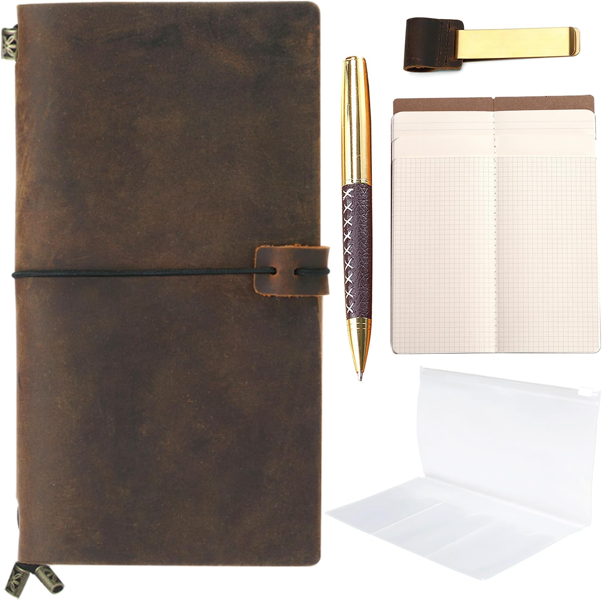 Refillable Leather Journal, Refillable Travellers Notebook for Men ...