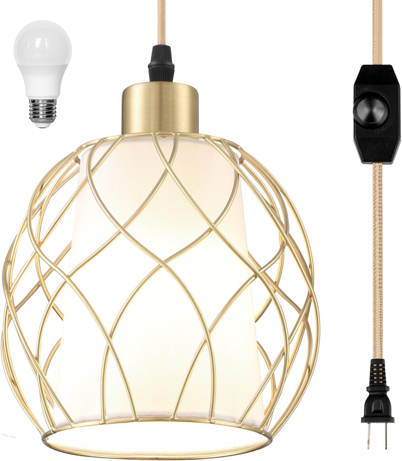 Cinkeda Plug in Pendant Light,Hanging Light with Plug in Cord,Hanging ...