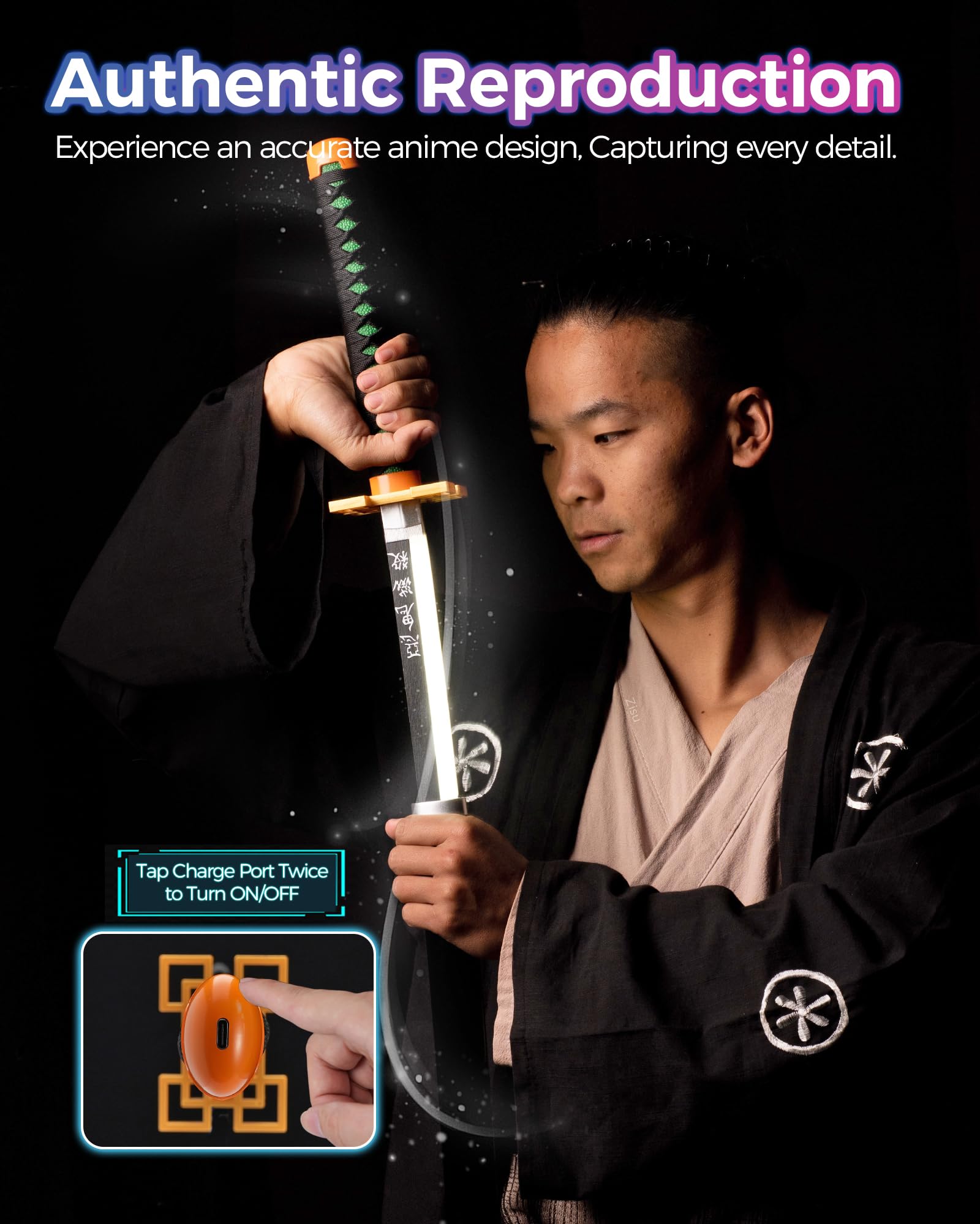 Snapklik.com : Zisu Light Up Muichiro Sword - 40-Inch Sword