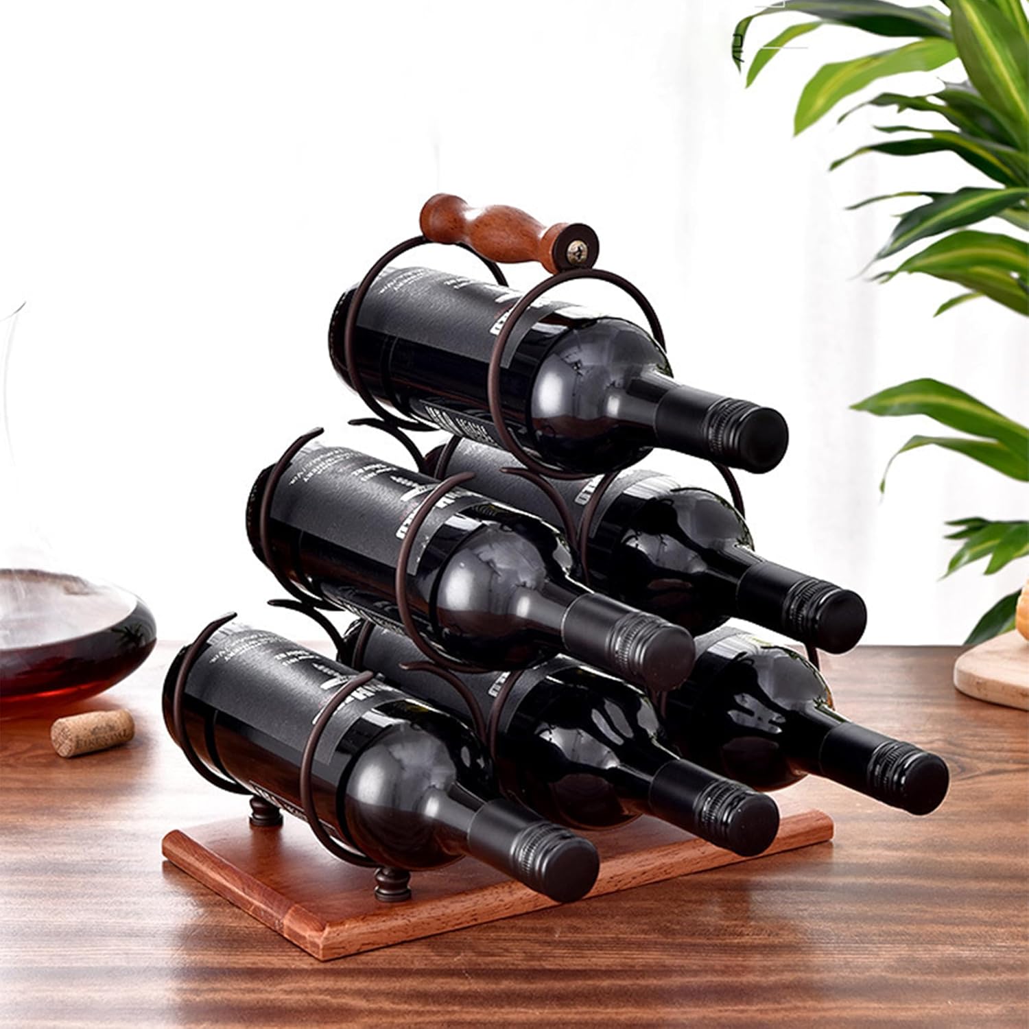 WDEC 6 Bottle Metal Wine Rack, Wine Rack Stackable, Horizontal Wine ...