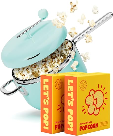 Amazon.com: Popsmith Starter Bundle in Mint - 6 Quart Stovetop Popcorn ...
