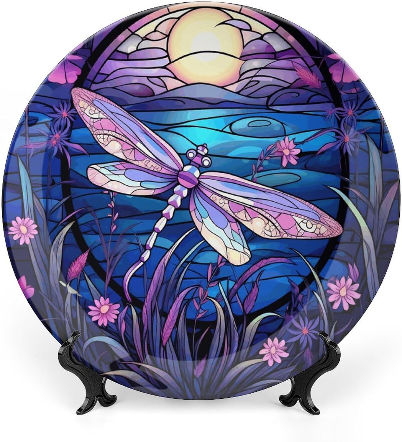 Amazon.com: Decorative Plates for Home Decor, Bright Color Dragonfly ...
